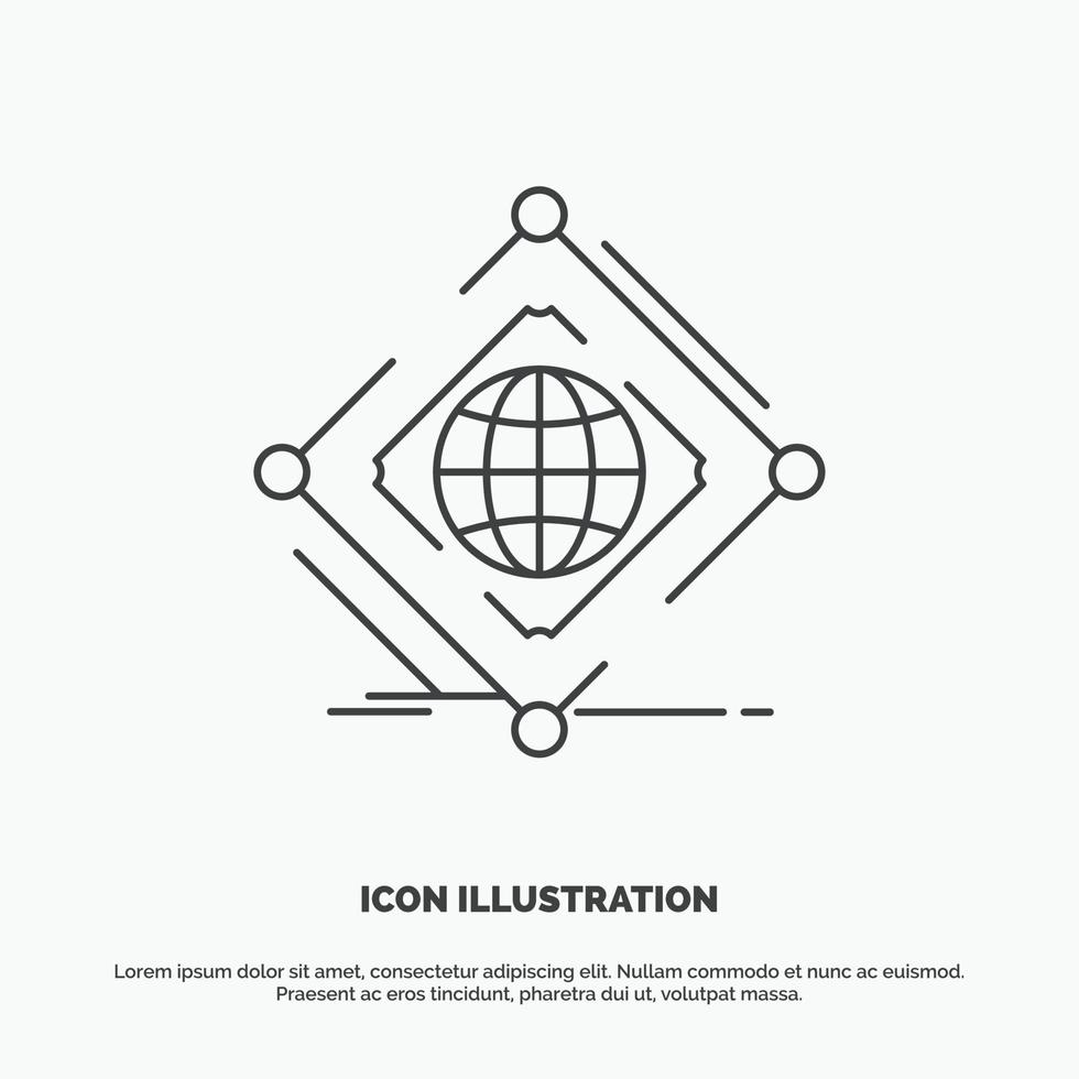 Complex. global. internet. net. web Icon. Line vector gray symbol for UI and UX. website or ...