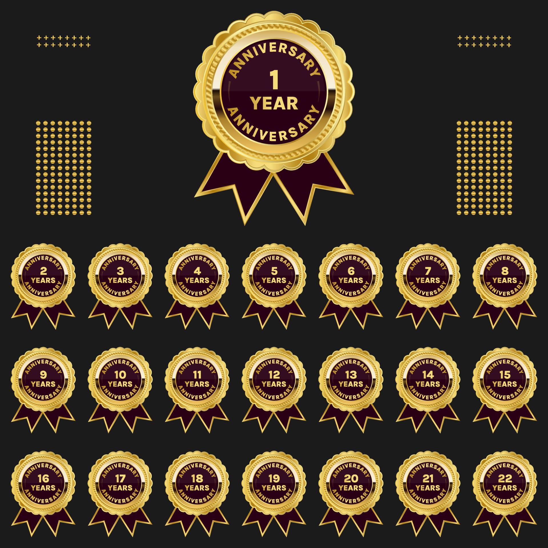 wedding anniversary celebration golden badges collection 12870529 ...