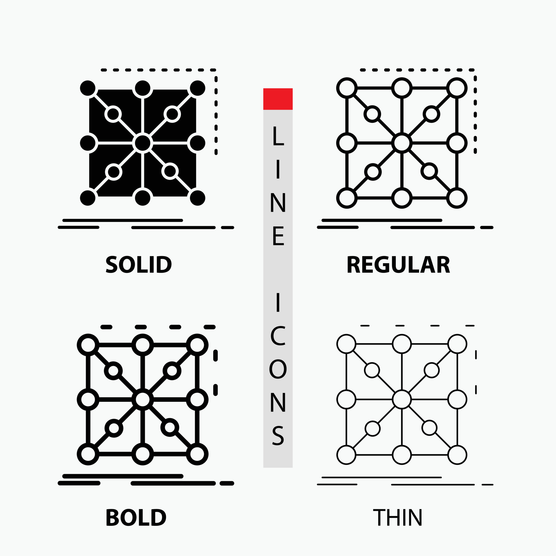 Data Framework App Cluster Complex Icon In Thin Regular Bold Line
