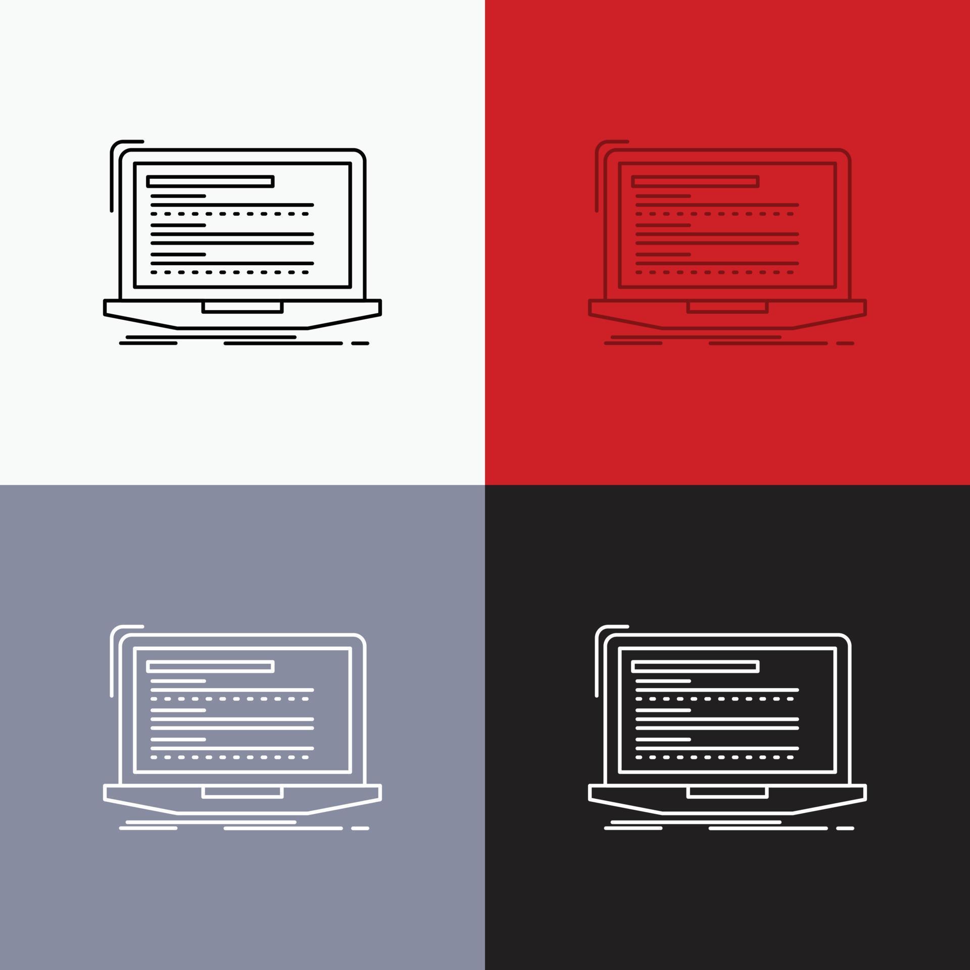Code. coding. computer. monoblock. laptop Icon Over Various Background. Line style design ...