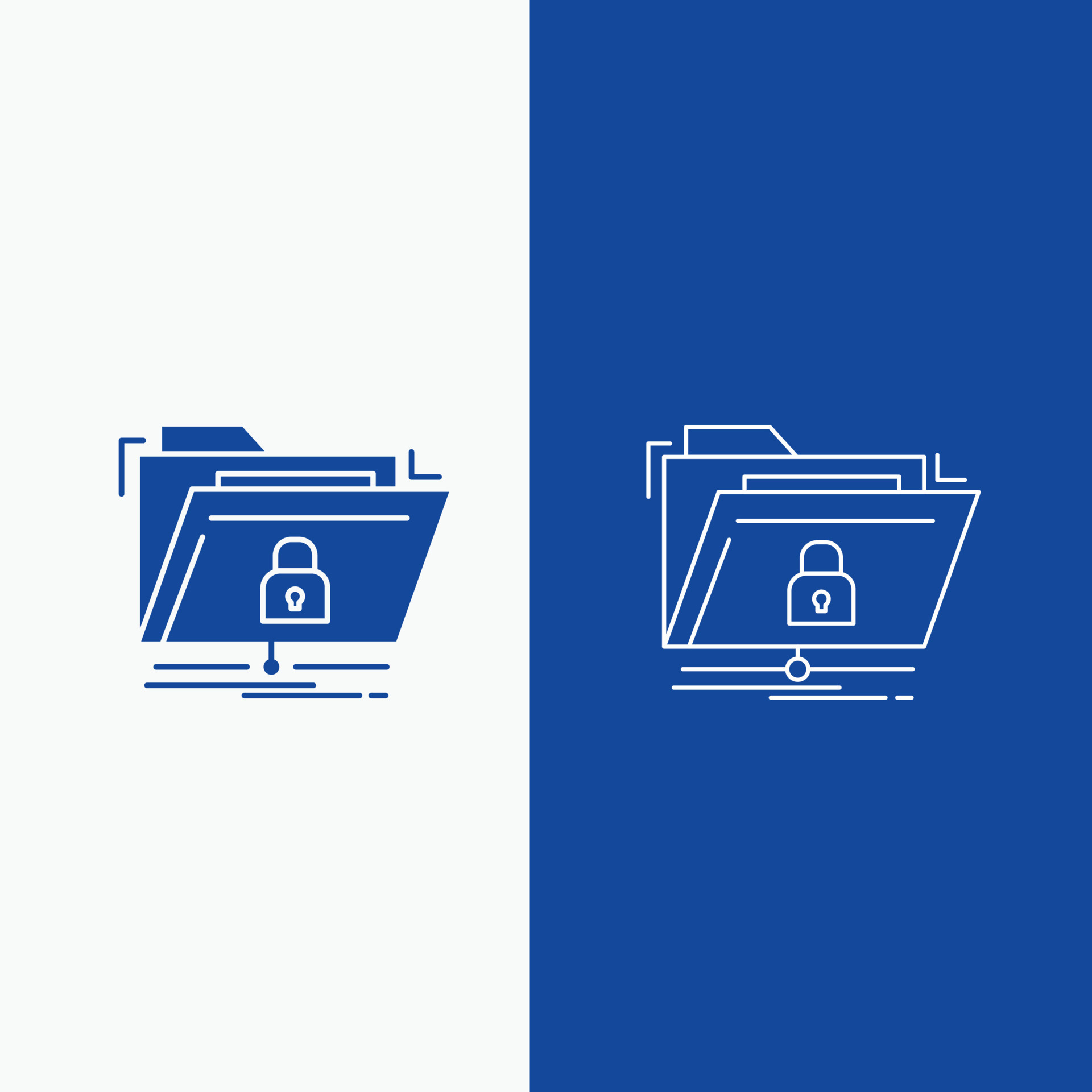 Encryption Files Folder Network Secure Line And Glyph Web Button In Blue Color Vertical