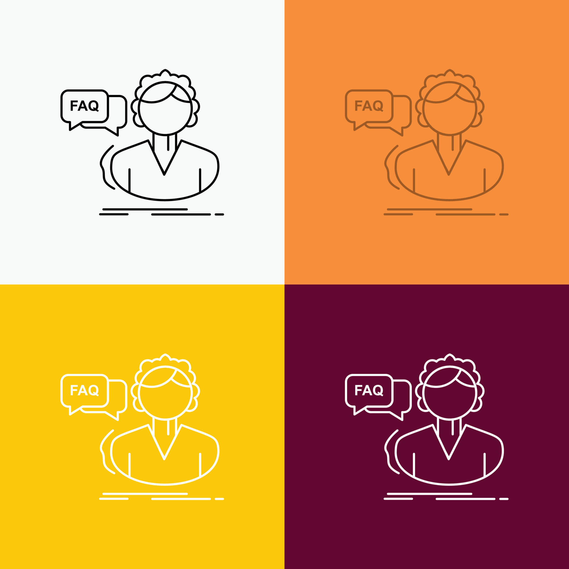 Faq Assistance Call Consultation Help Icon Over Various Background Line Style Design