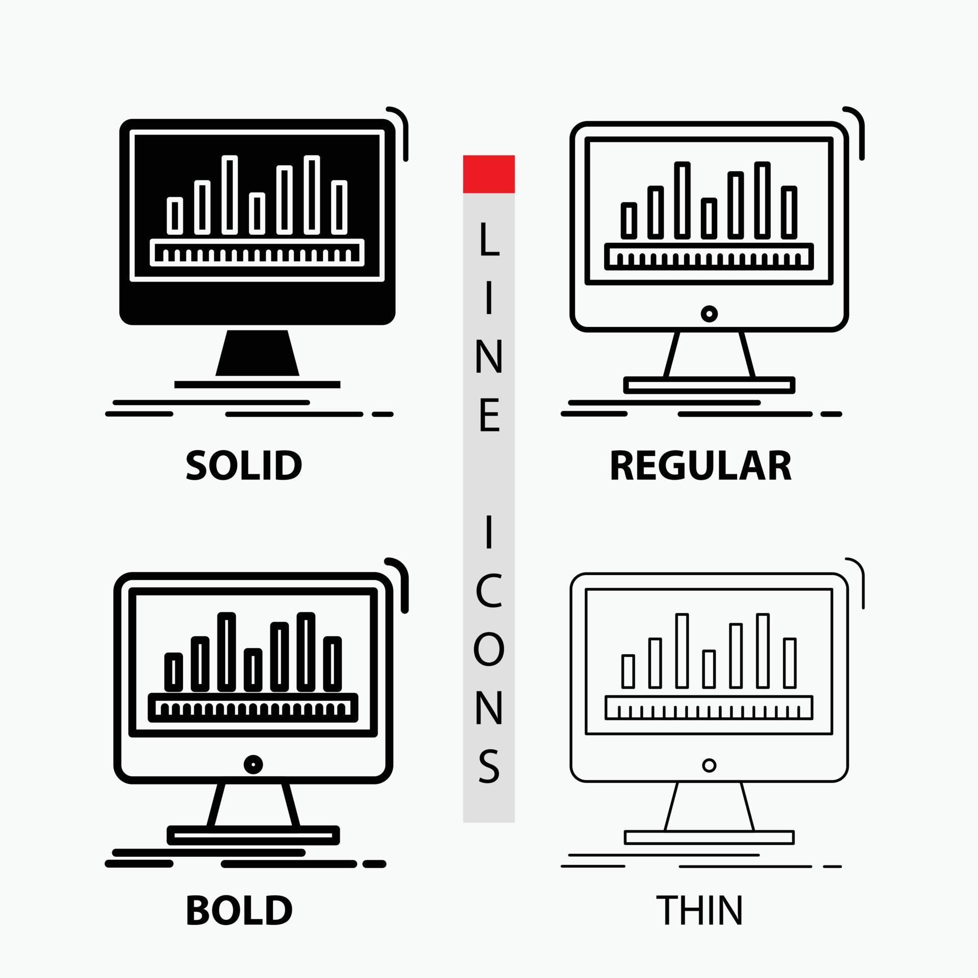 Analytics Processing Dashboard Data Stats Icon In Thin Regular Bold Line And Glyph Style
