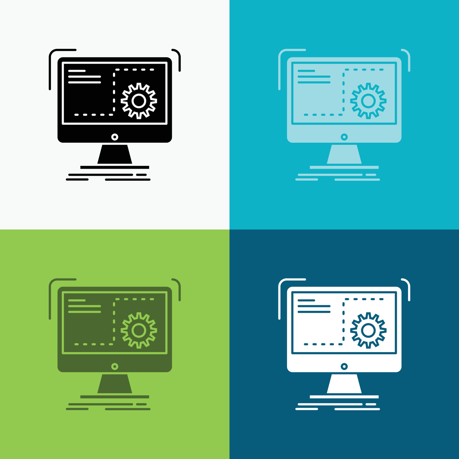 Command Computer Function Process Progress Icon Over Various Background Glyph Style Design