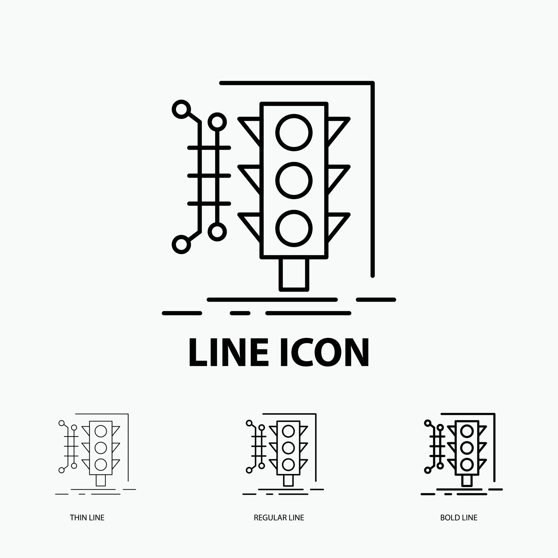 City Management Monitoring Smart Traffic Icon In Thin Regular And Bold Line Style Vector