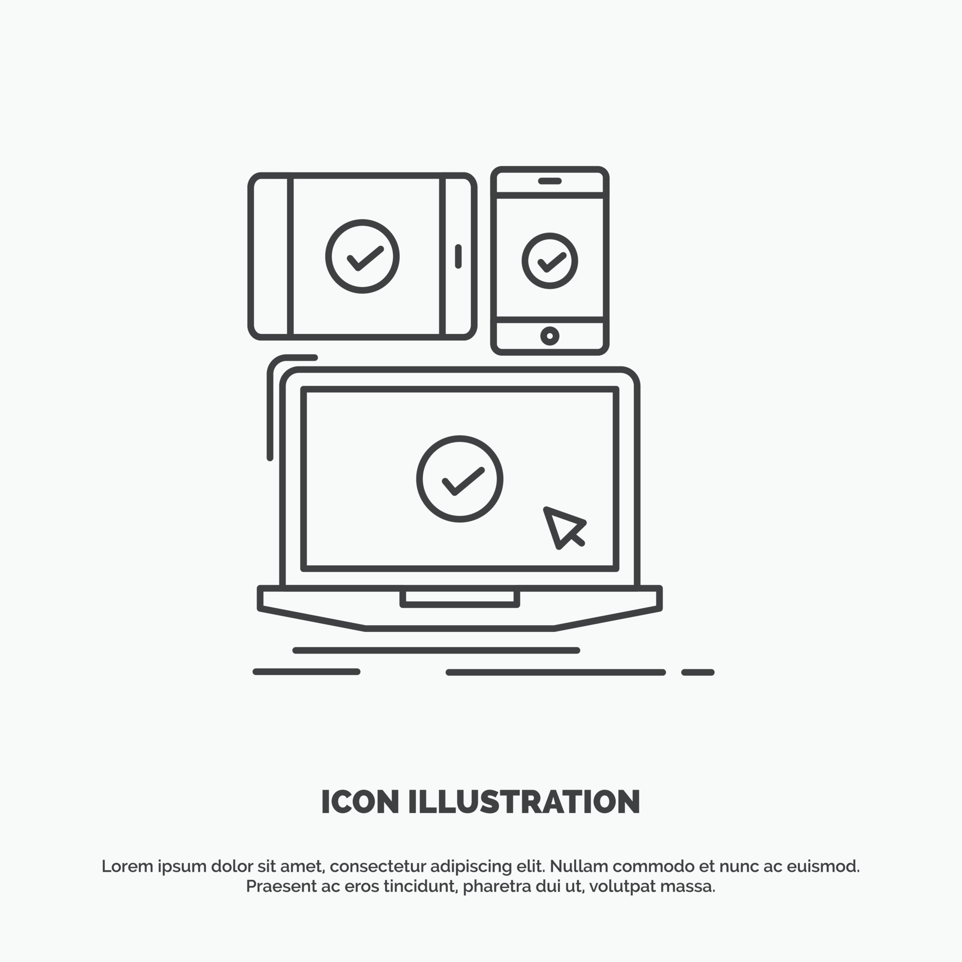 Computer Devices Mobile Responsive Technology Icon Line Vector