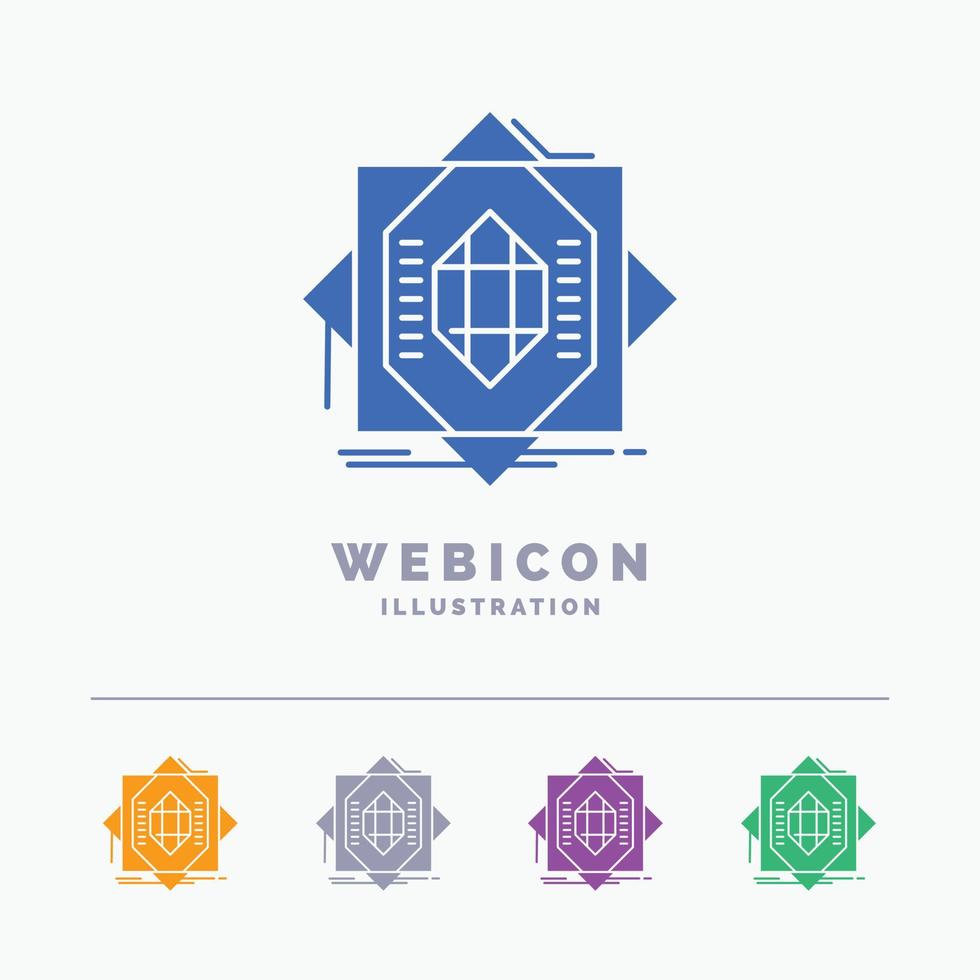 Abstract Core Fabrication Formation Forming 5 Color Glyph Web Icon