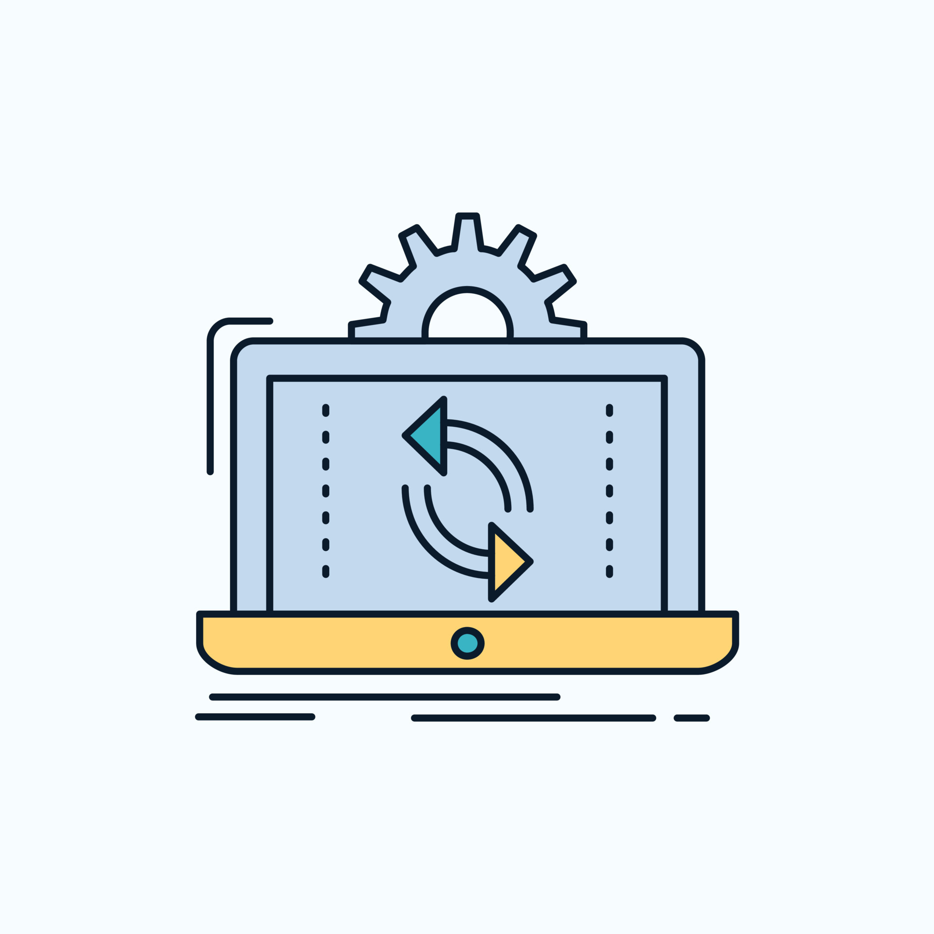 data. processing. Analysis. reporting. sync Flat Icon. green and Yellow sign and symbols for ...