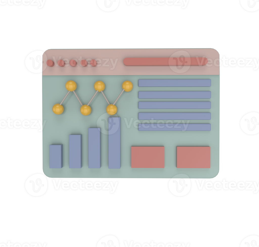 minimal 3d Illustration Data analysis, financial report chart, and Web page with data chart ...