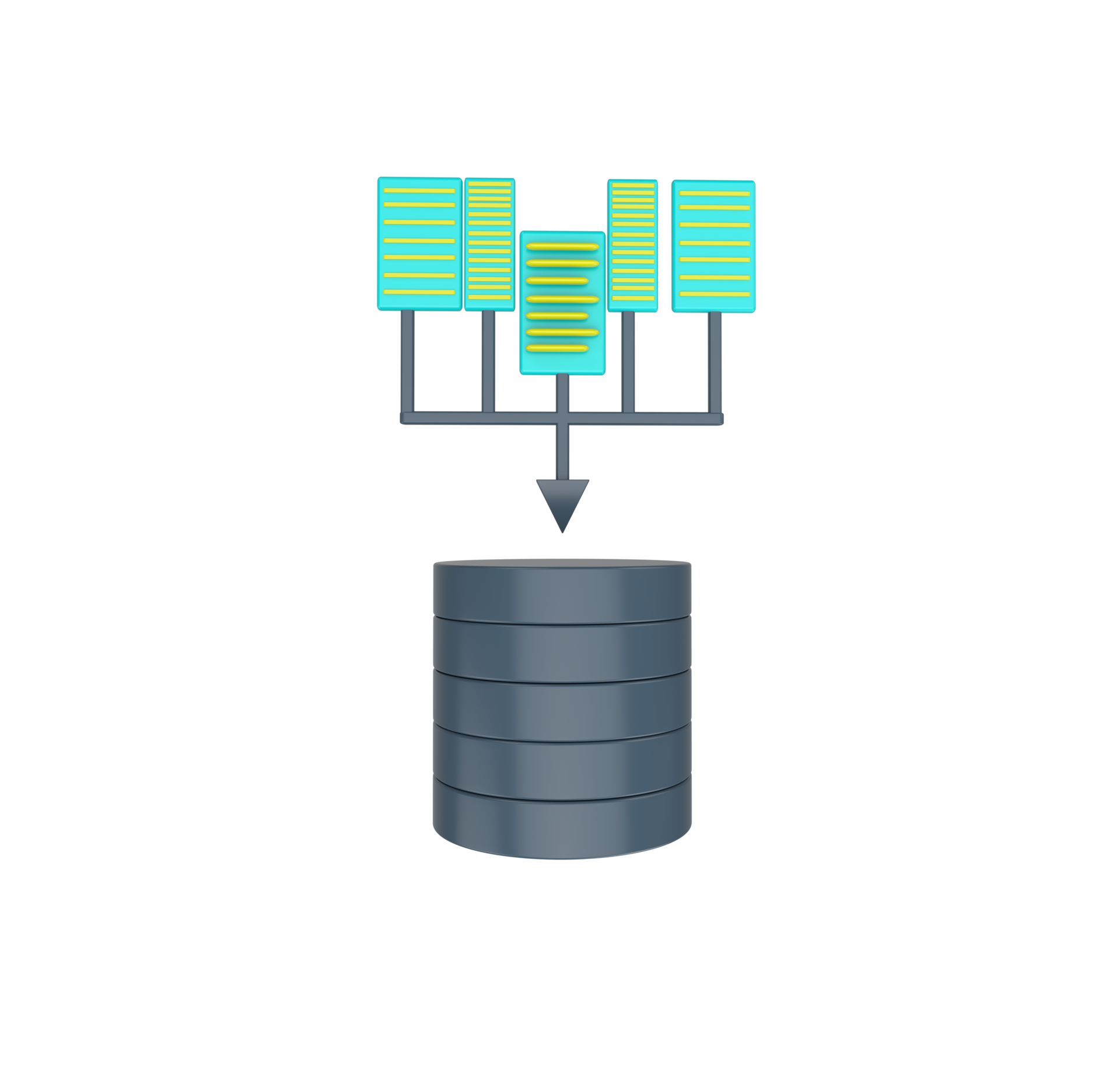 minimal 3d Illustration database collecting information data, datum ...