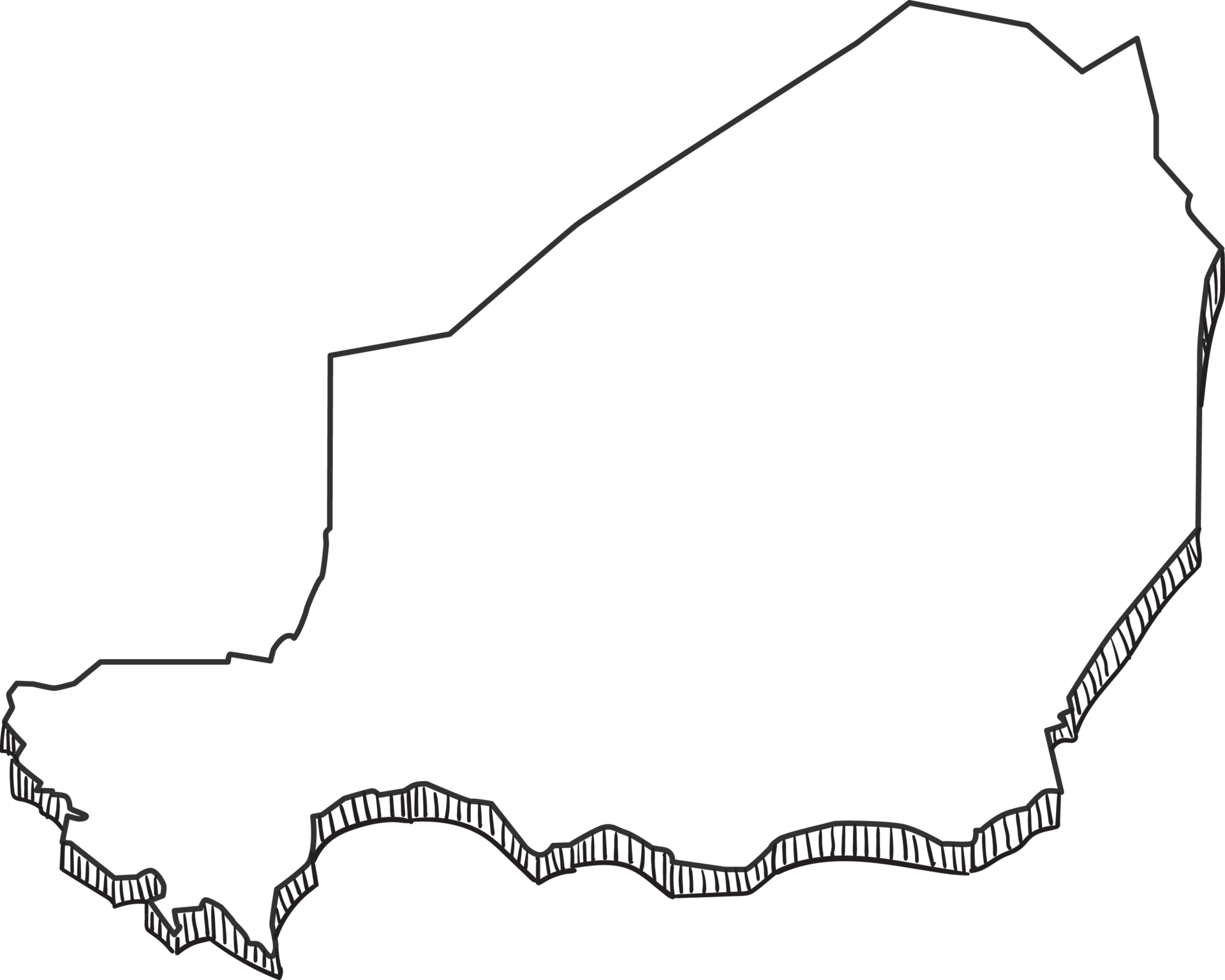 Hand Drawn of Niger 3D Map 12872700 PNG