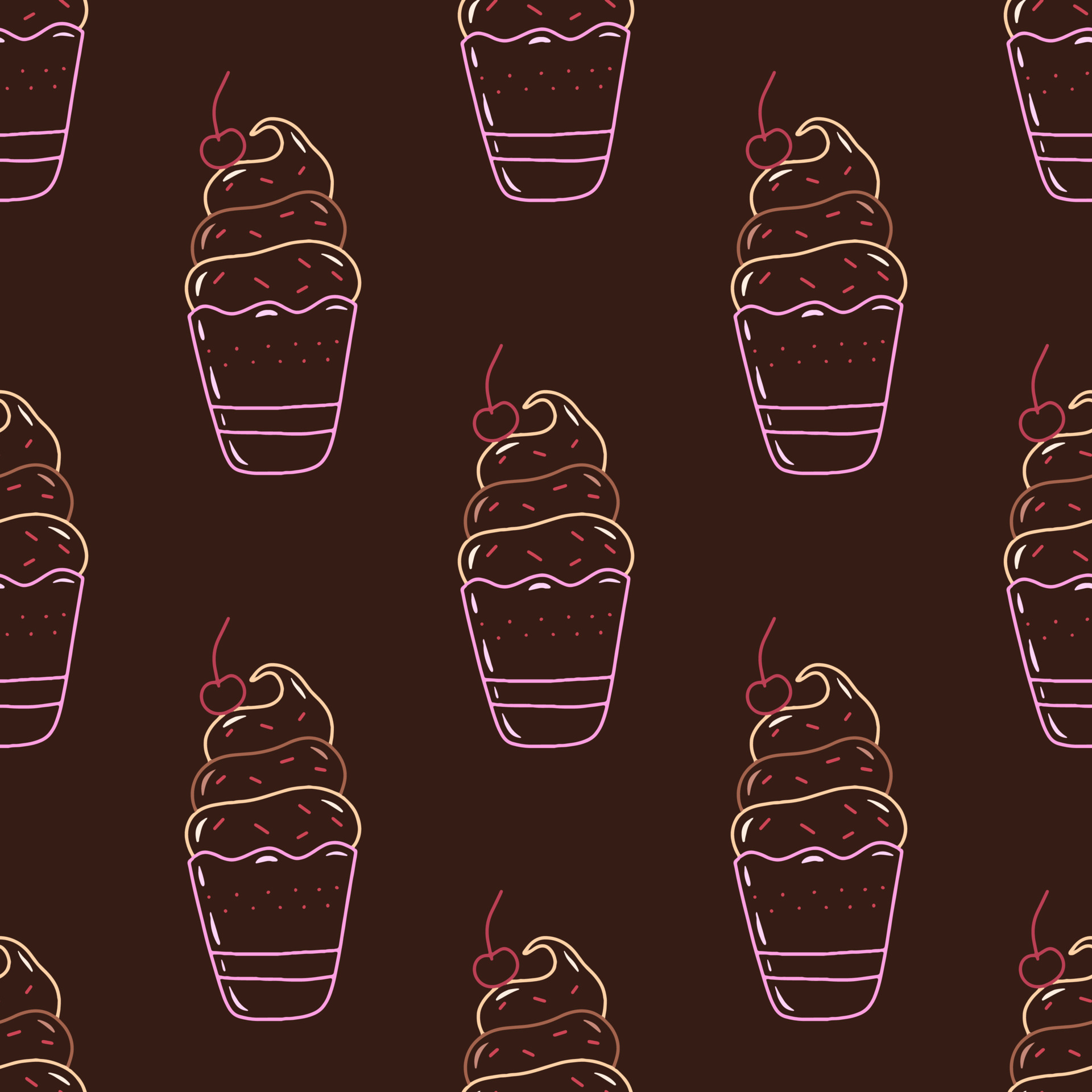 Doodle Hand Drawn Ice Cream Vector Seamless Pattern 12872988 Vector Art