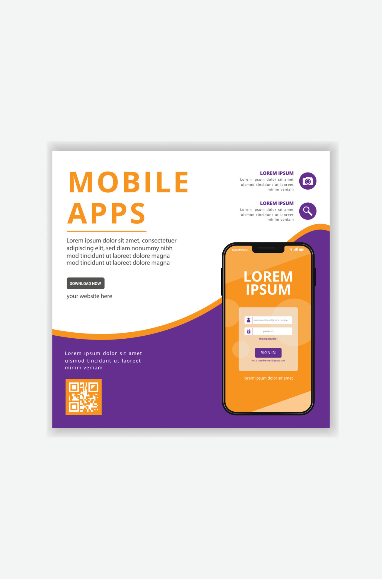 Mobile app promotion social media poster design template 12877180 ... Mobile app promotion social media poster design template 12877180 ...