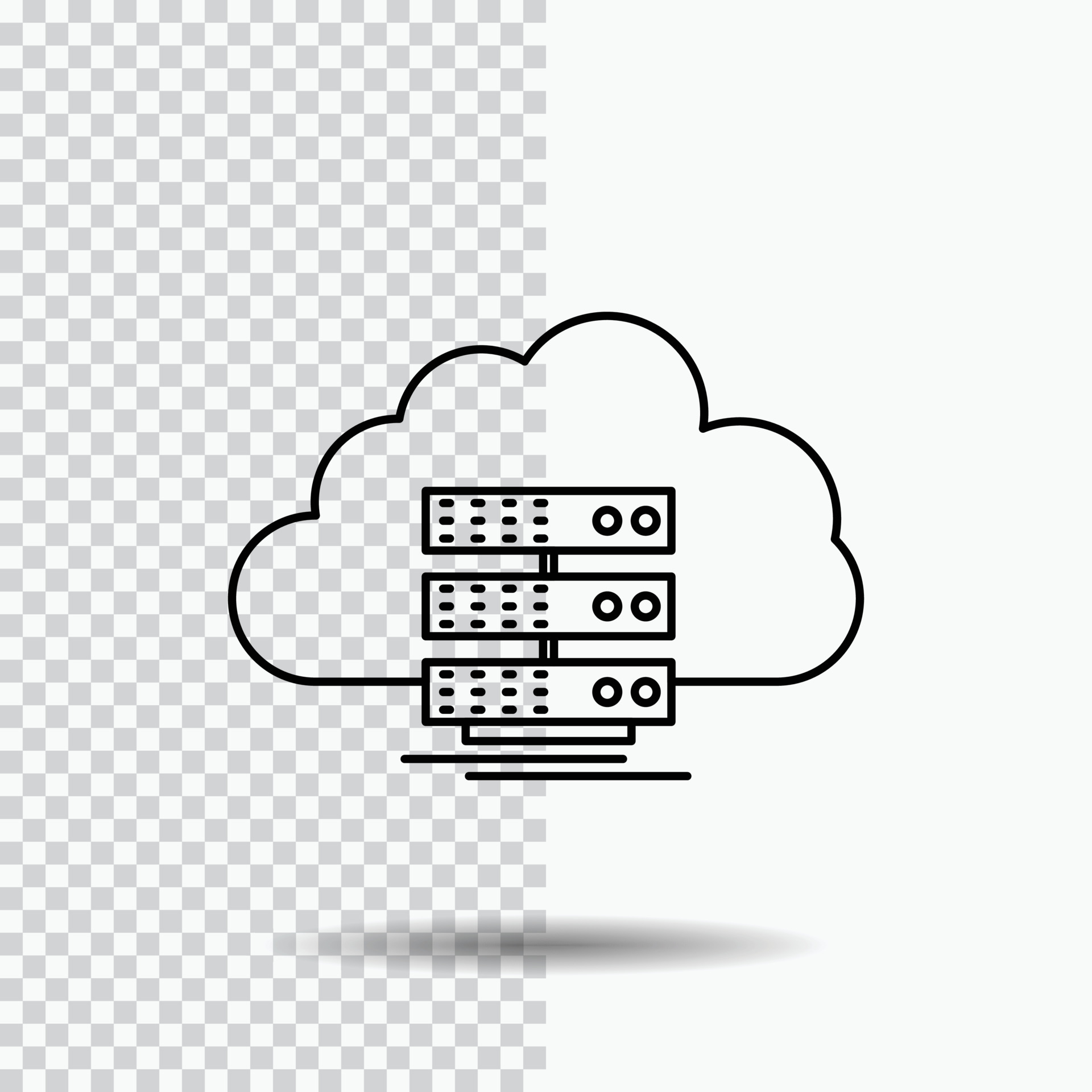cloud. storage. computing. data. flow Line Icon on Transparent ...