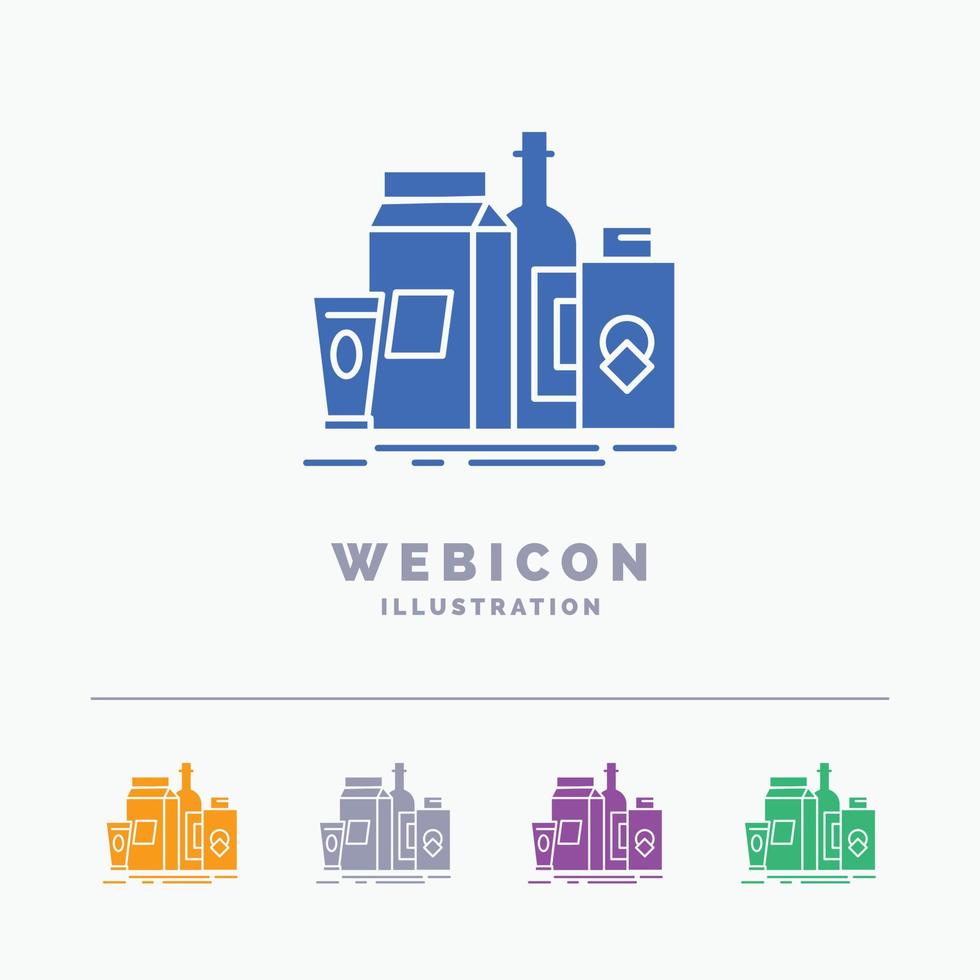 Packaging Branding Marketing Product Bottle 5 Color Glyph Web Icon Template Isolated On