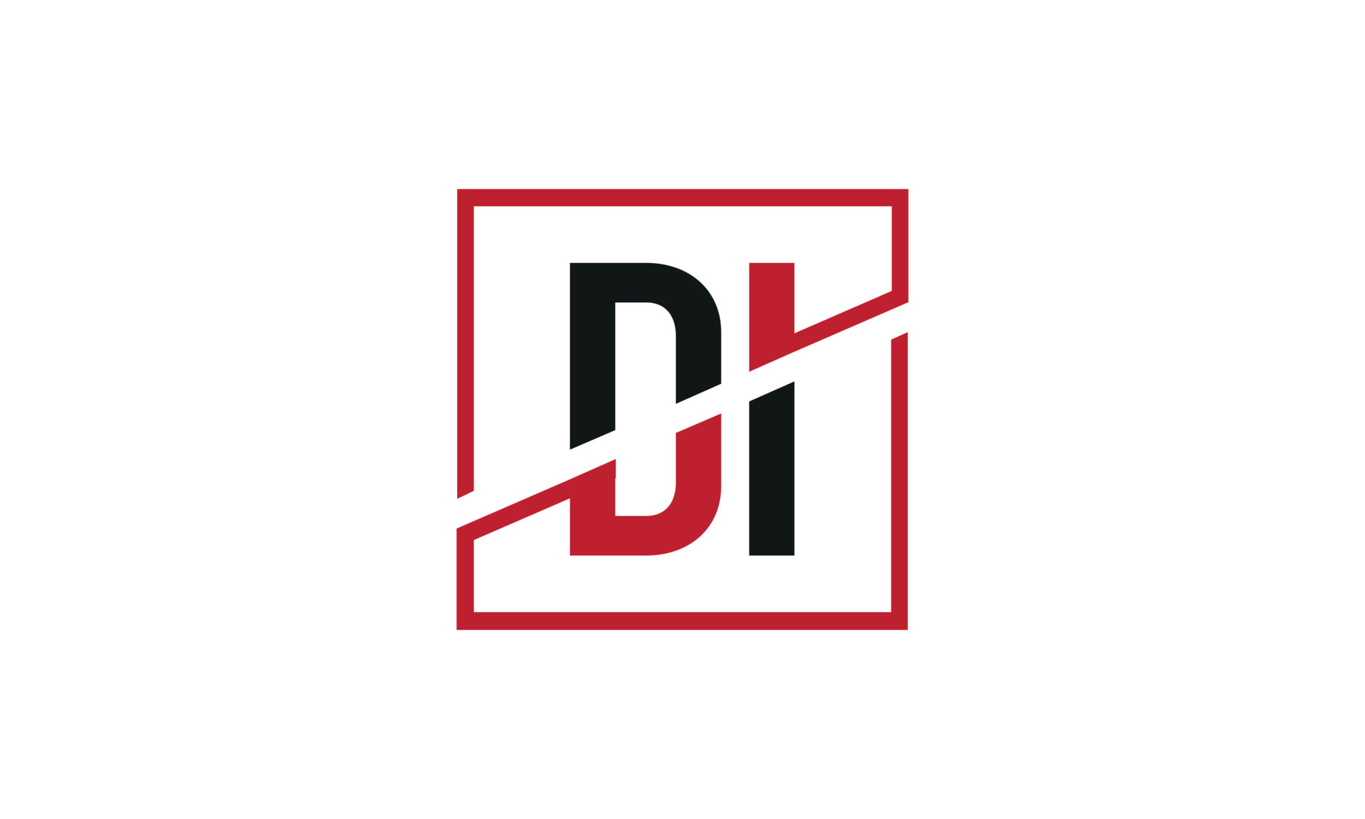 DI logo design. Initial DI letter logo monogram design in black and red ...