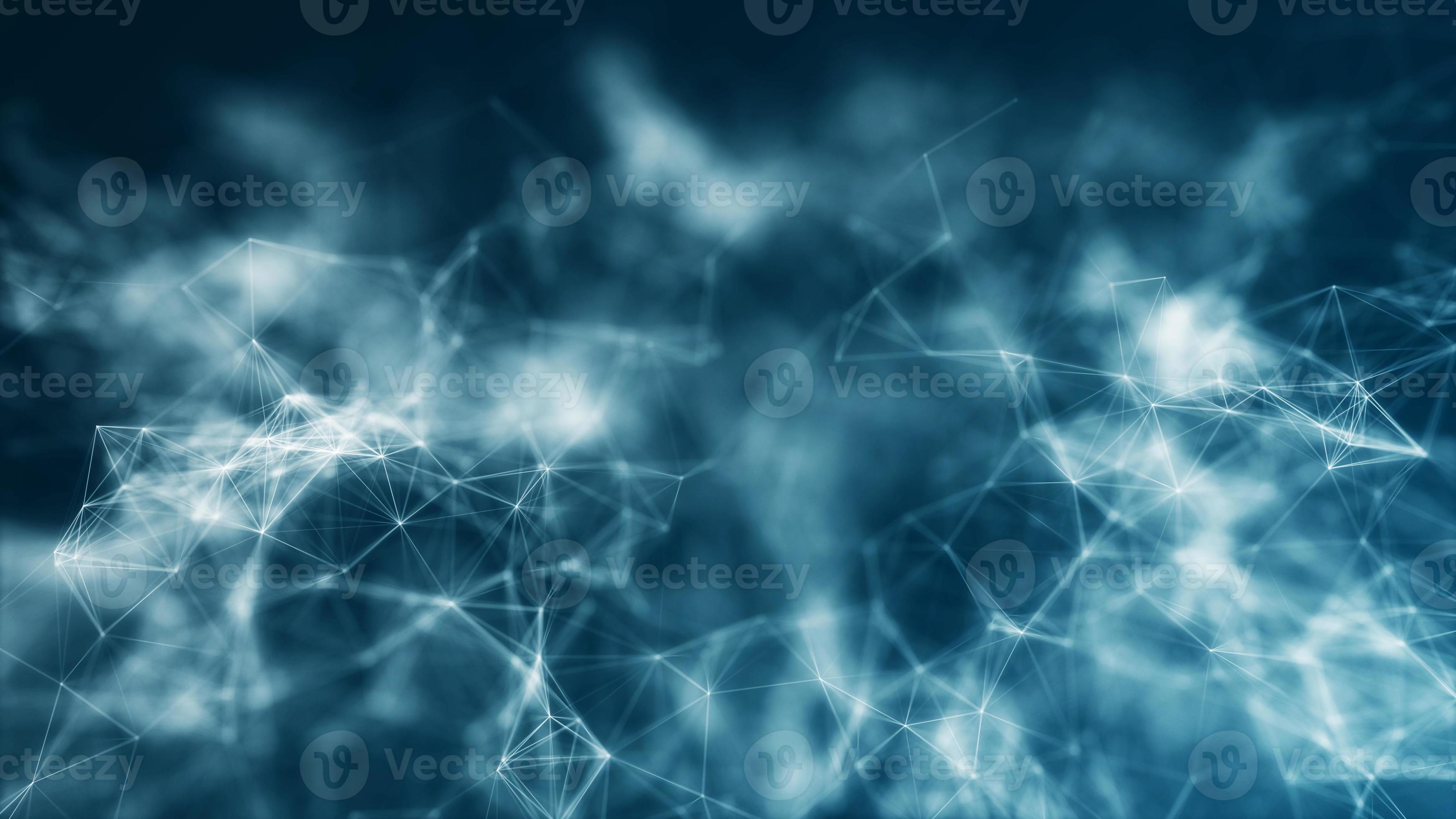 Polygonal Blue Abstract Background Shapes Network With Low Poly Lines Neural Connections Big