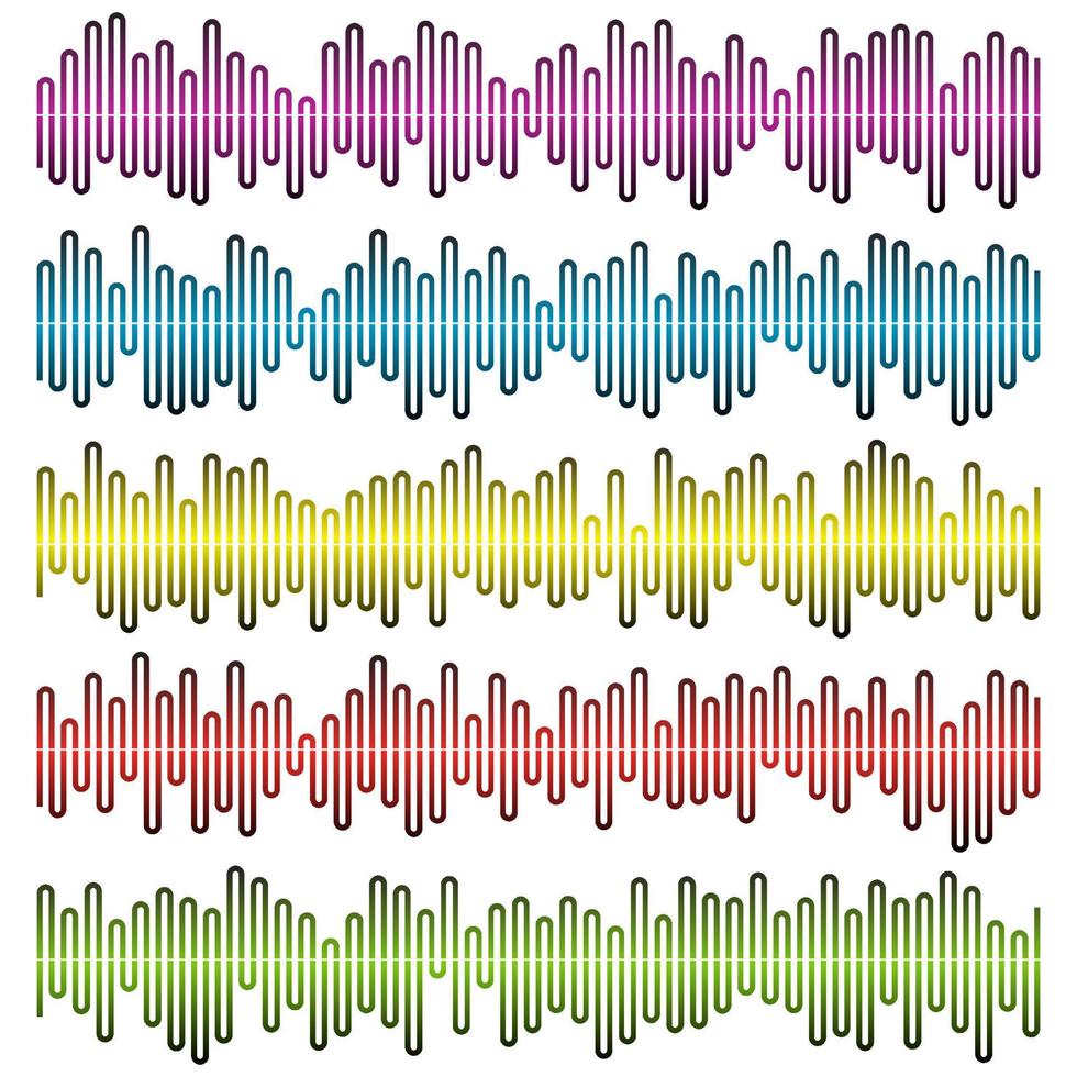 Sound waves vector set. Audio equalizer. Sound and audio waves isolated on white background ...