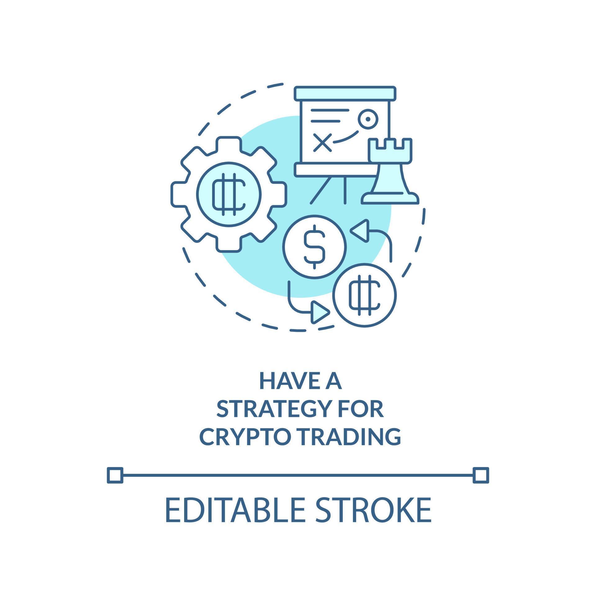 Have strategy for crypto trading turquoise concept icon. Cryptocurrency tip abstract idea thin ...