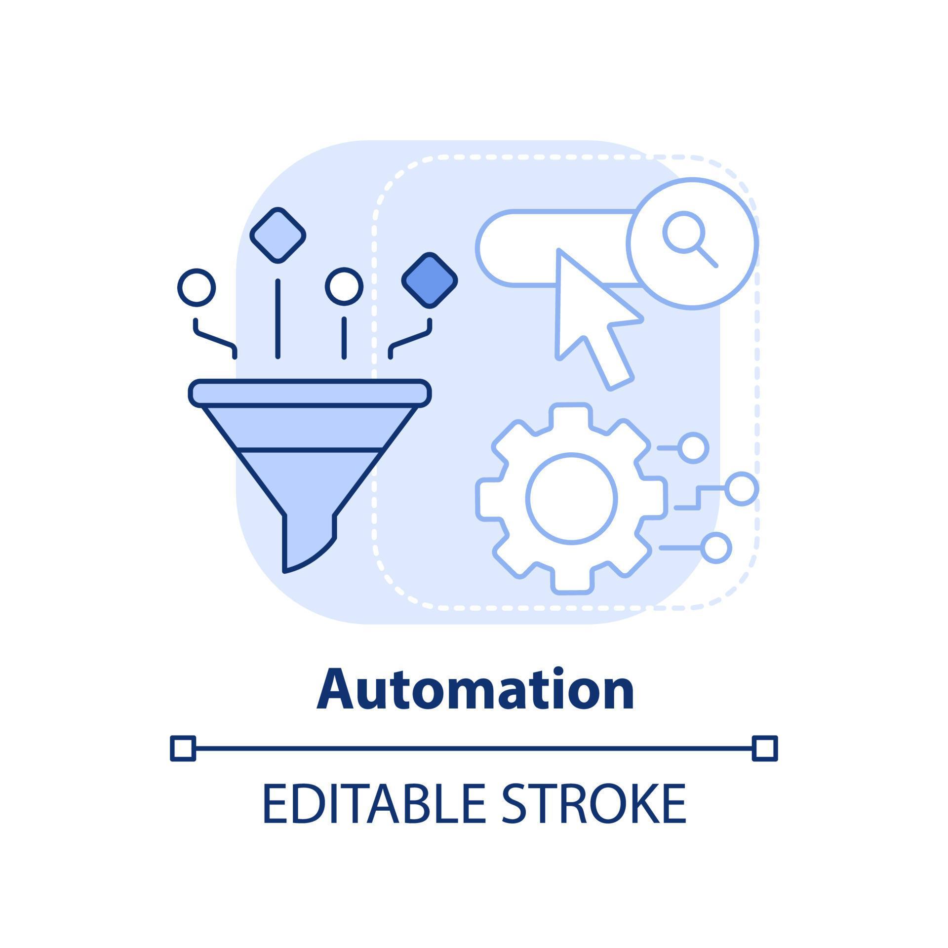 Automation light blue concept icon. Software for repetitive tasks. SEO abstract idea thin line ...