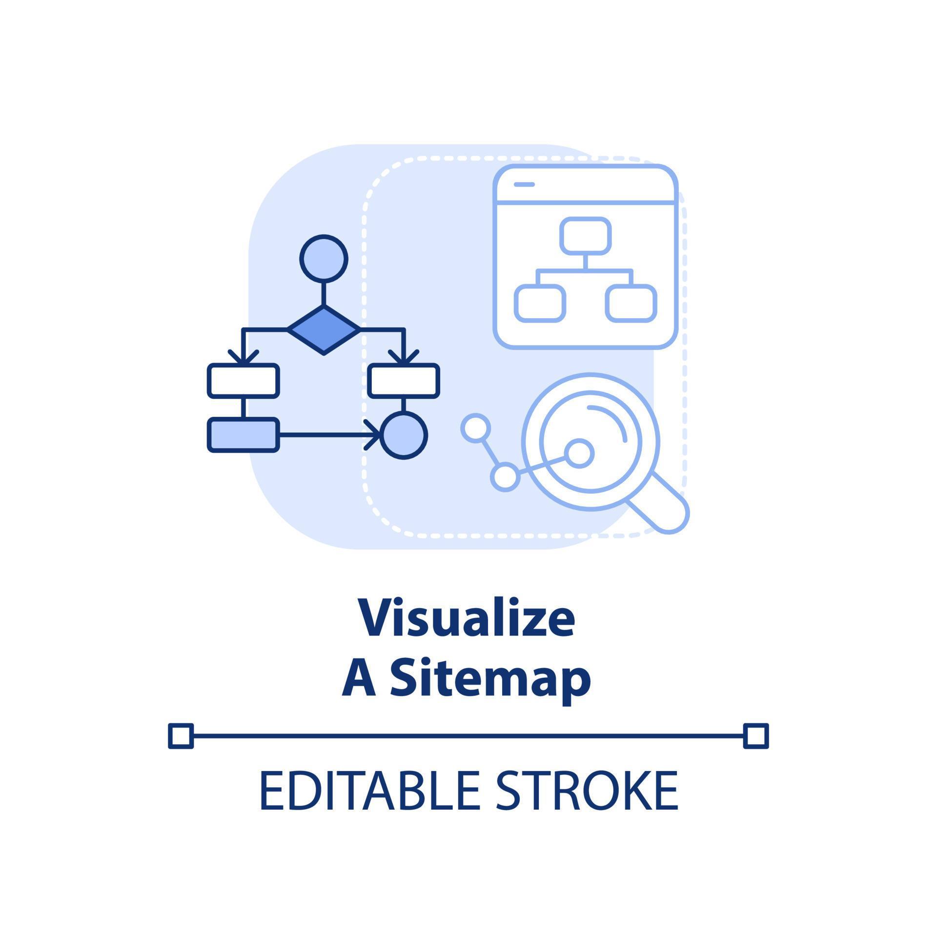 Visualize sitemap light blue concept icon. Webpages relationship ...