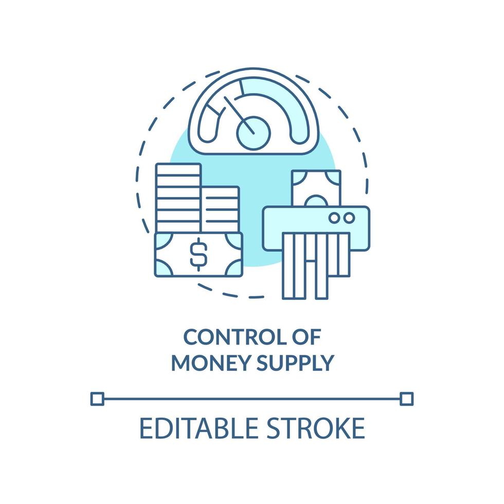 Control of money supply turquoise concept icon. Controlling inflation ... Control of money supply turquoise concept icon. Controlling inflation ...