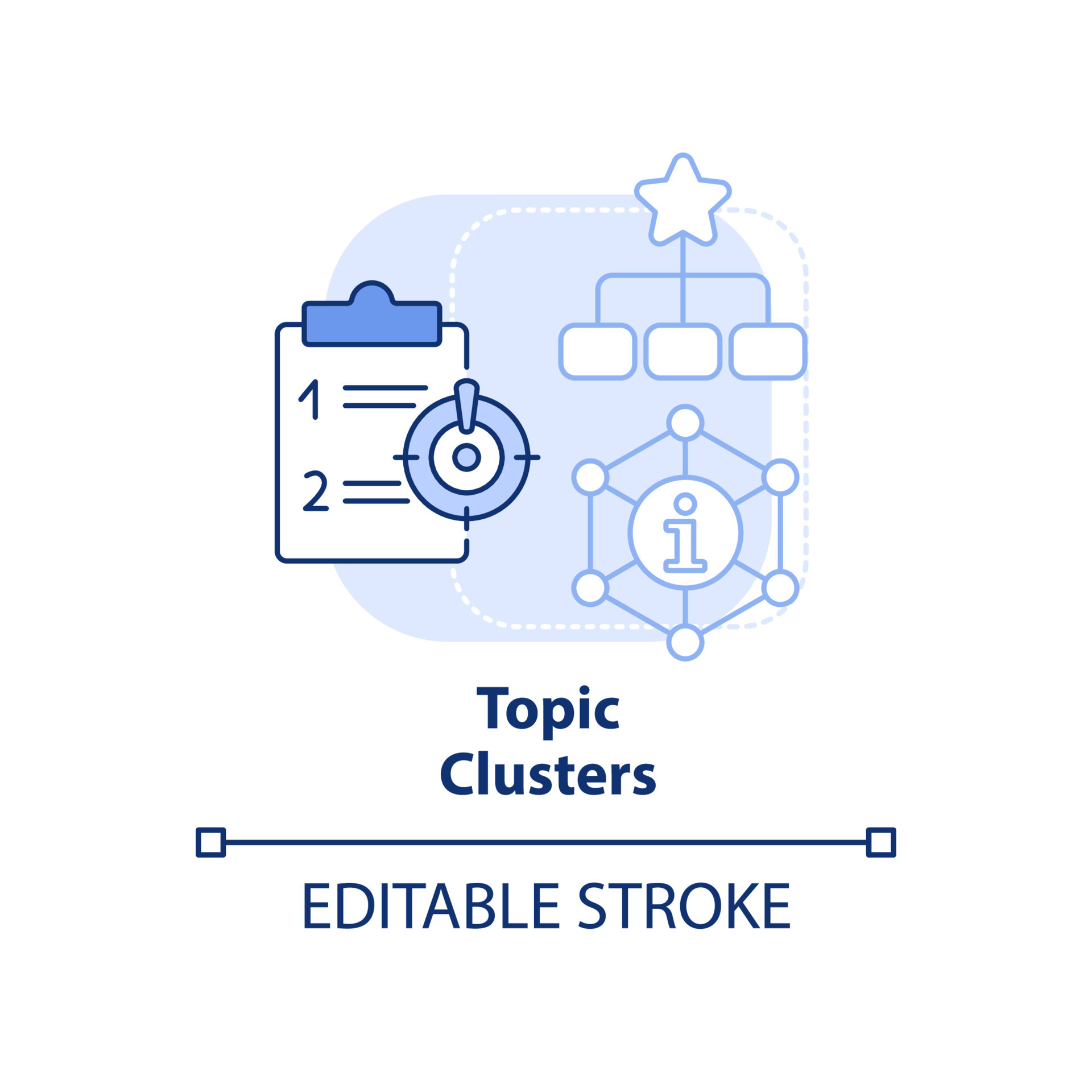 Topic clusters light blue concept icon. Website structure. Advanced SEO ...