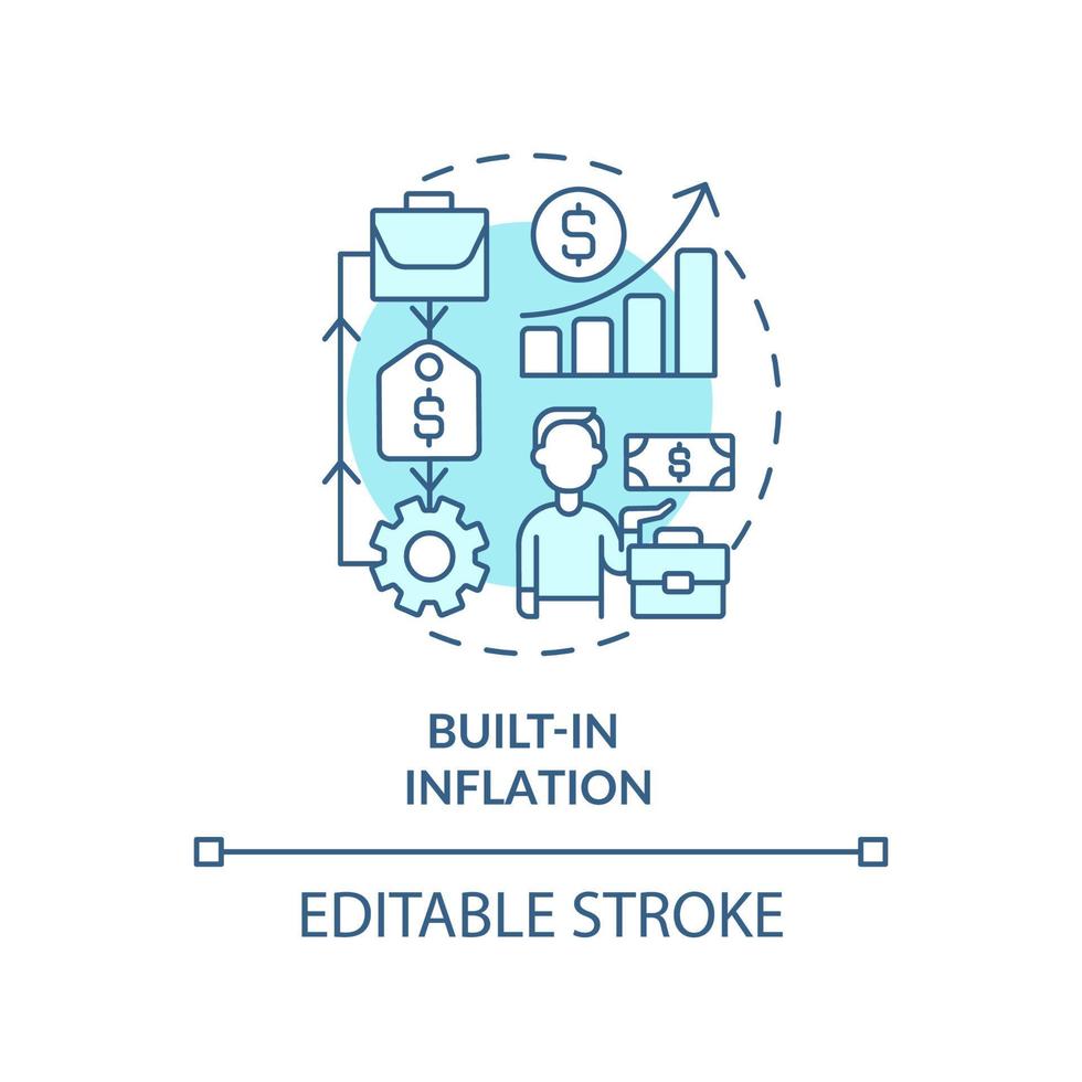 Built in inflation turquoise concept icon. Higher wages impact ... Built in inflation turquoise concept icon. Higher wages impact ...
