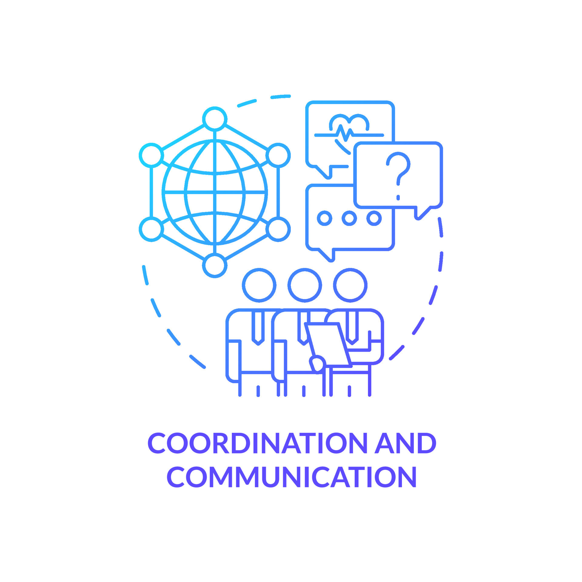 Coordination And Communication Blue Gradient Concept Icon Global Teamwork Pandemic