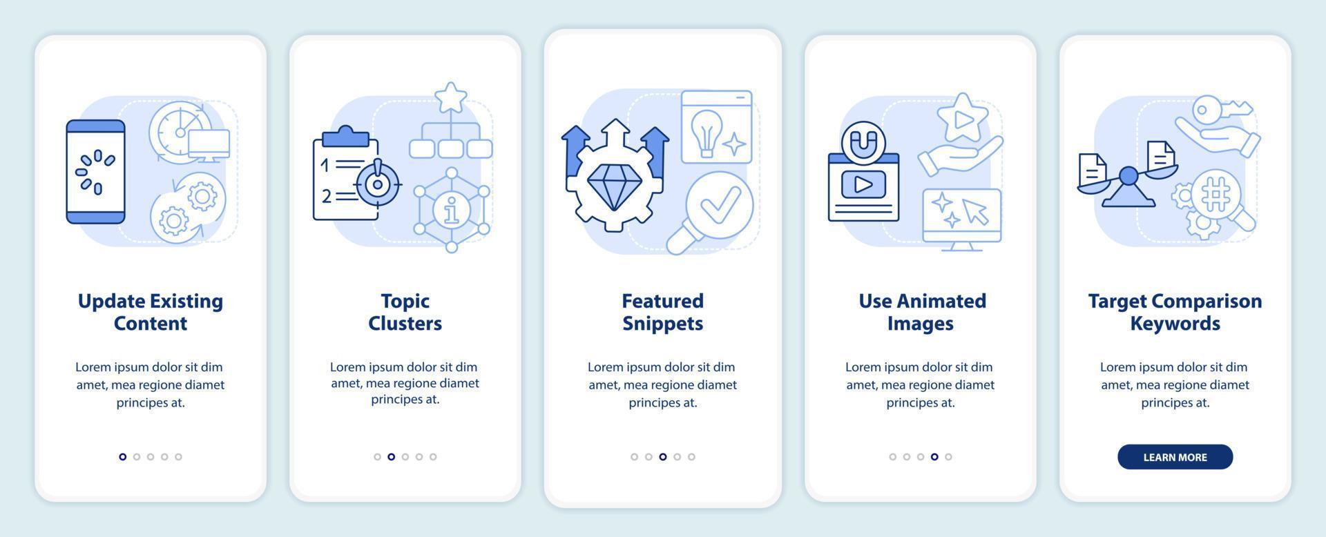 Advanced Seo Techniques Light Blue Onboarding Mobile App Screen