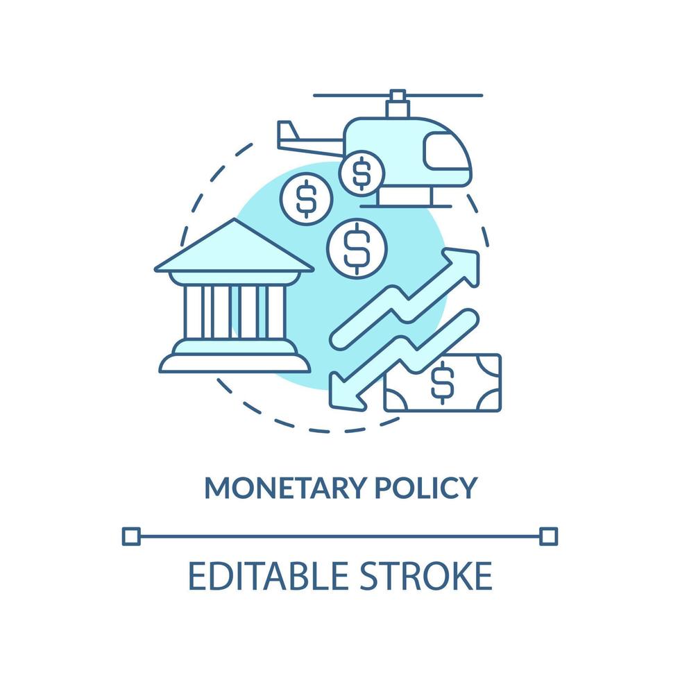 Monetary Policy Turquoise Concept Icon Central Bank Regulations Inflation Cause Abstract Idea