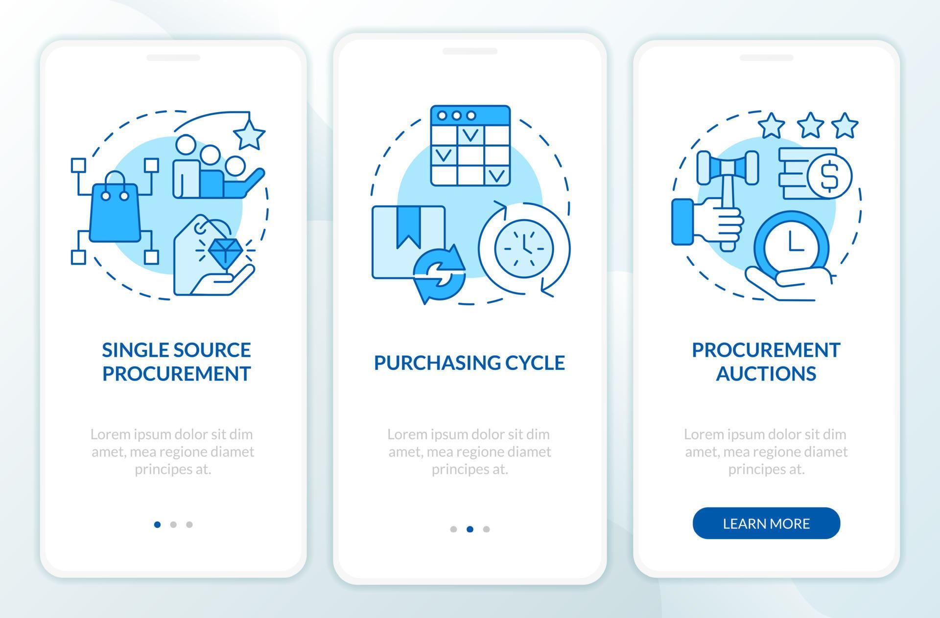 Examples Of Procurement Process Blue Onboarding Mobile App Screen