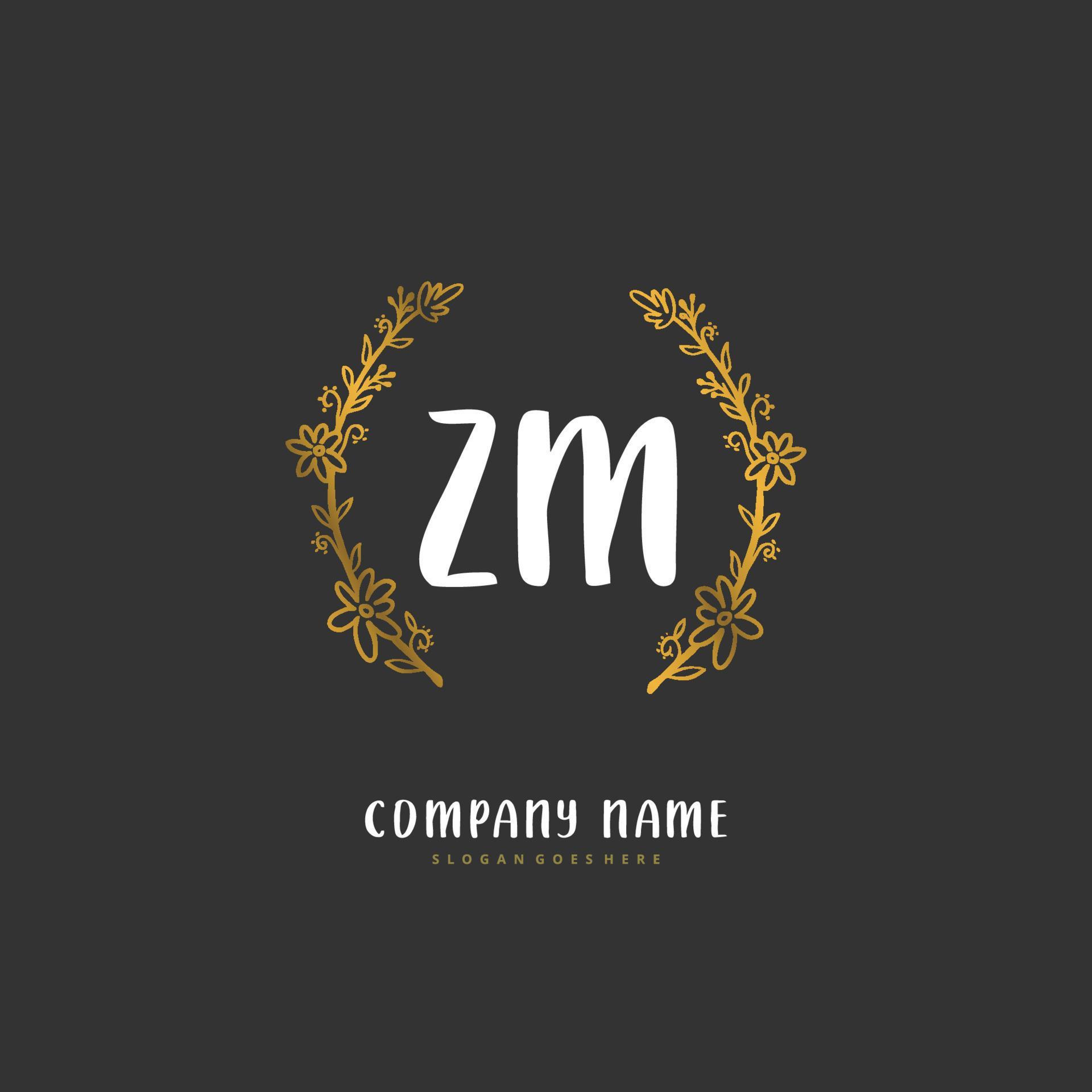 ZM Initial handwriting and signature logo design with circle. Beautiful design handwritten logo ...