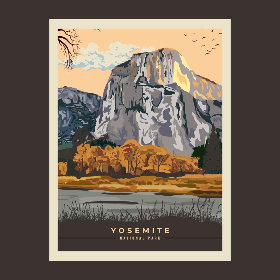 Yosemite National Park Retro Poster 12884389 Vector Art At Vecteezy