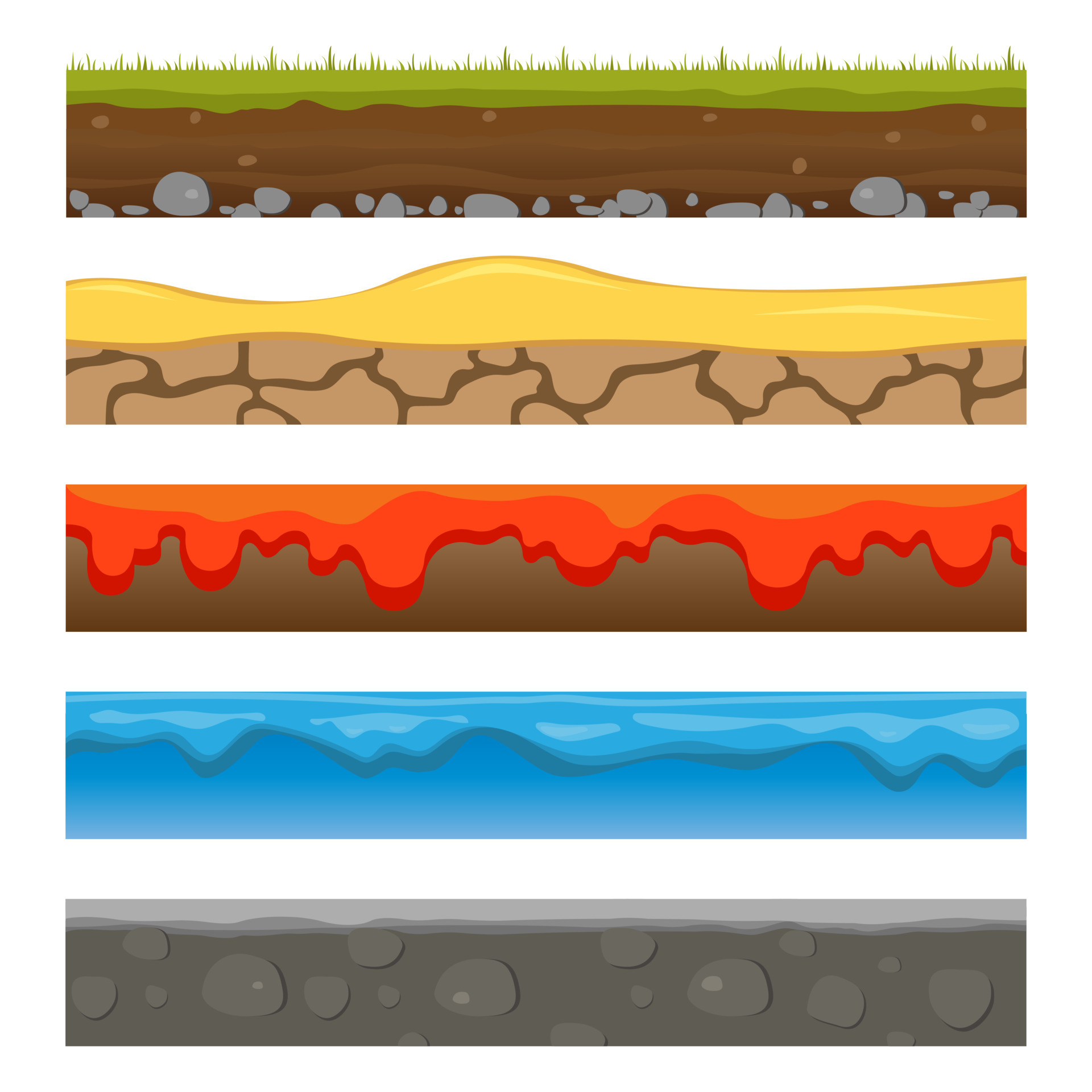 Ground, soil, water surface, for custom games. 2D game platform. Vector ... Ground, soil, water surface, for custom games. 2D game platform. Vector ...