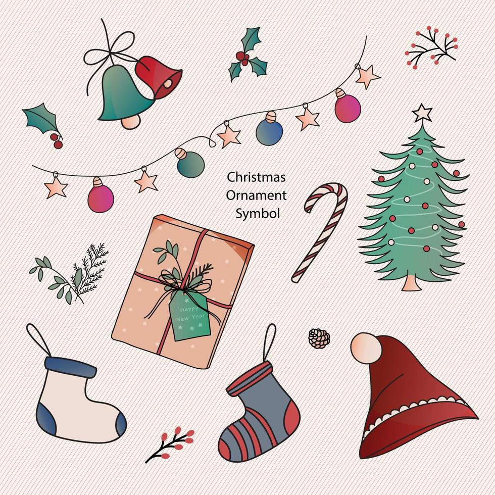 collection of christmas items and element decoration, christmas ...