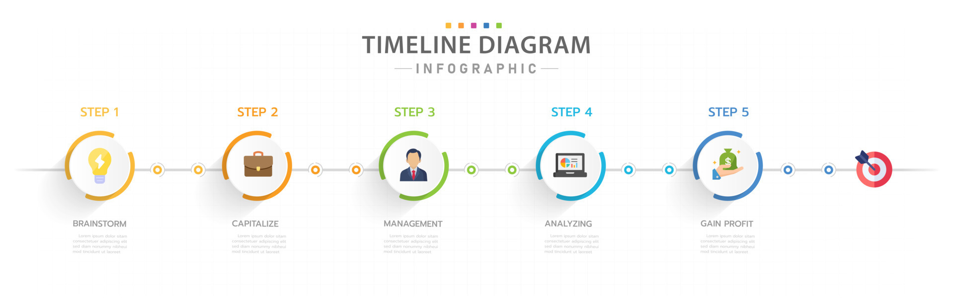 Infographic template for business. 5 Steps Modern Timeline diagram with ...