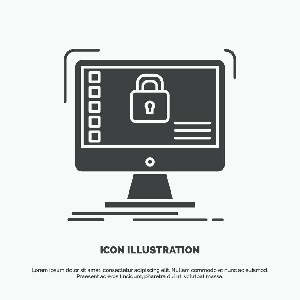 Secure Protection Safe System Data Icon Glyph Vector Gray Symbol For Ui And Ux Website Or
