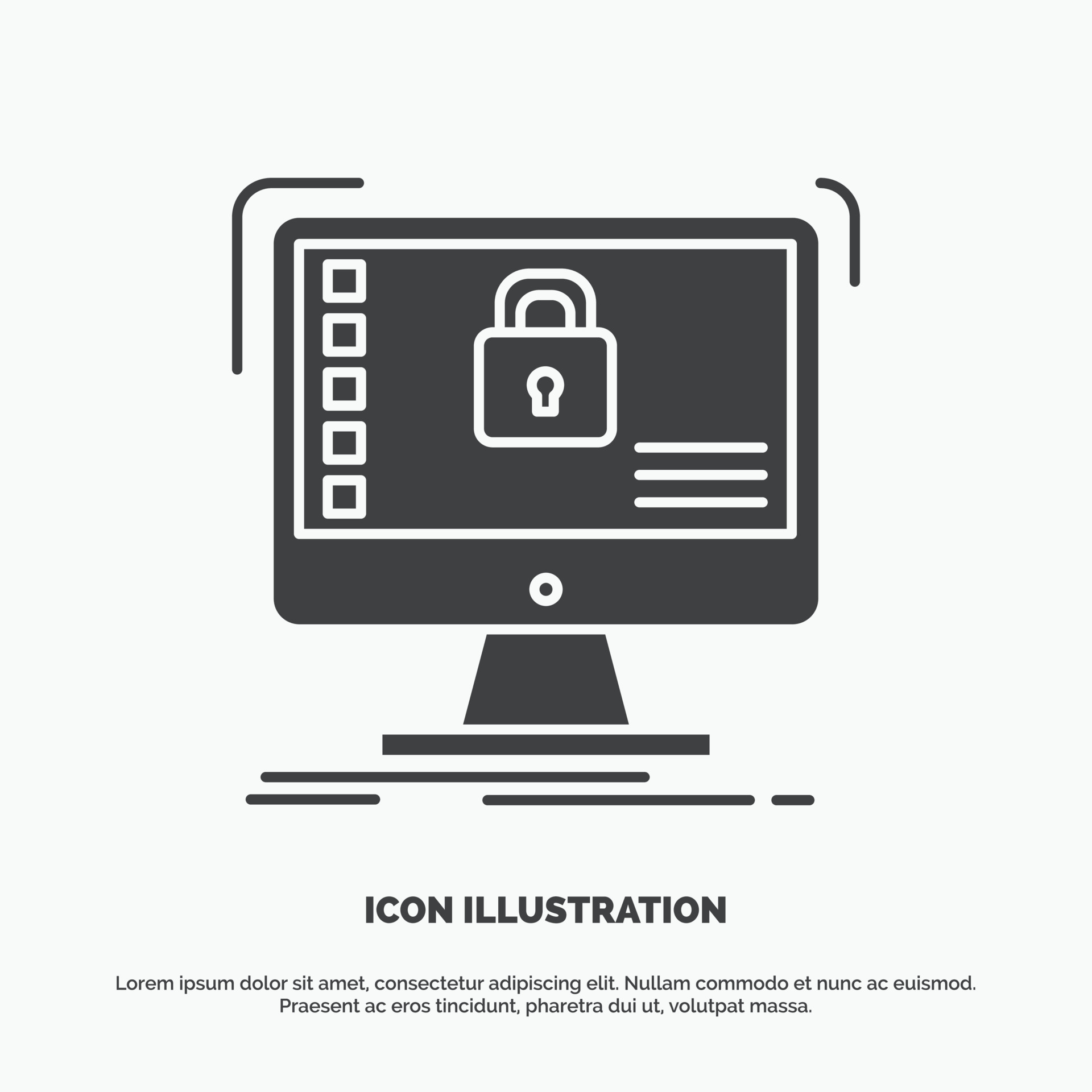 Secure Protection Safe System Data Icon Glyph Vector Gray Symbol