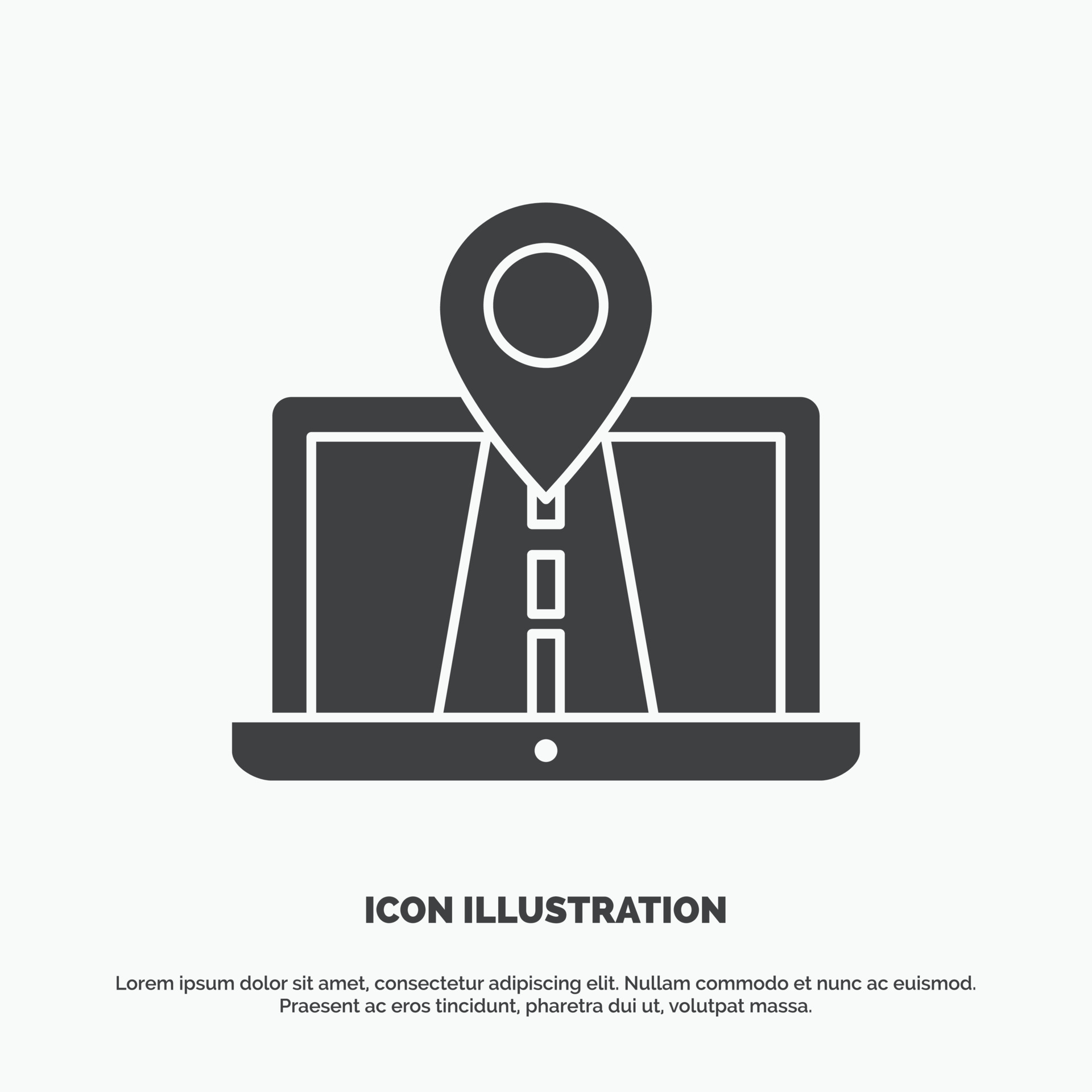 Navigation Map System Gps Route Icon Glyph Vector Gray Symbol For