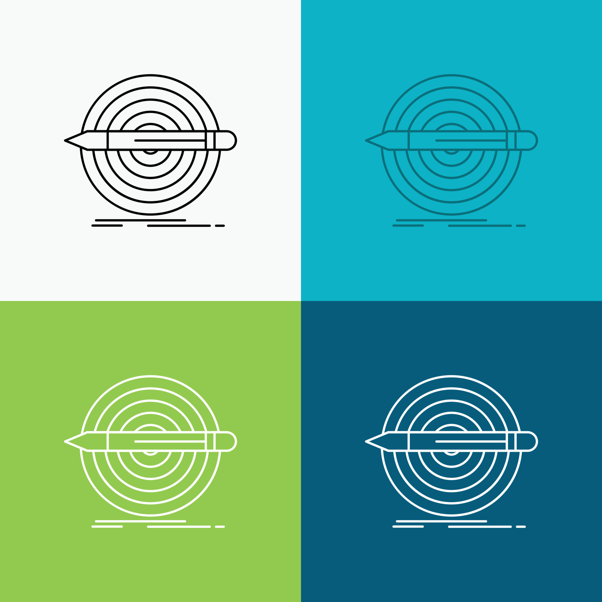 Design. goal. pencil. set. target Icon Over Various Background. Line style design. designed for ...