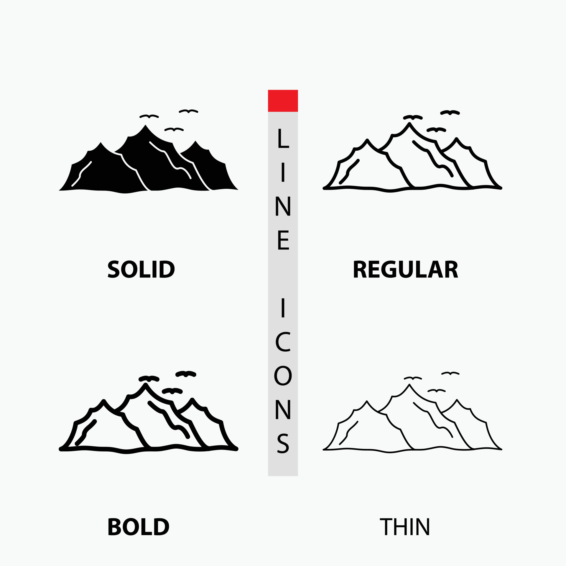 mountain. landscape. hill. nature. birds Icon in Thin. Regular. Bold ... mountain. landscape. hill. nature. birds Icon in Thin. Regular. Bold ...