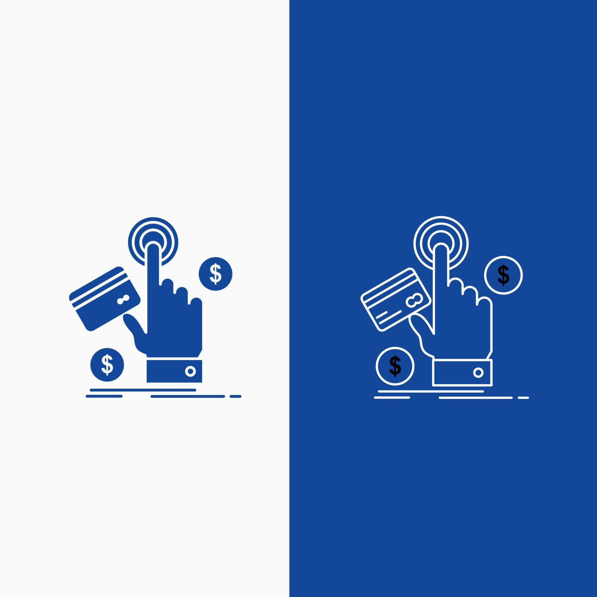 Ppc Click Pay Payment Web Line And Glyph Web Button In Blue Color Vertical Banner For Ui And