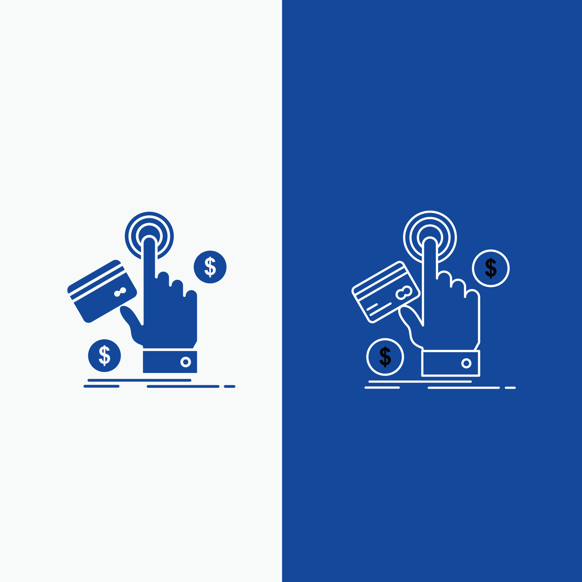 Ppc Click Pay Payment Web Line And Glyph Web Button In Blue Color Vertical Banner For Ui And