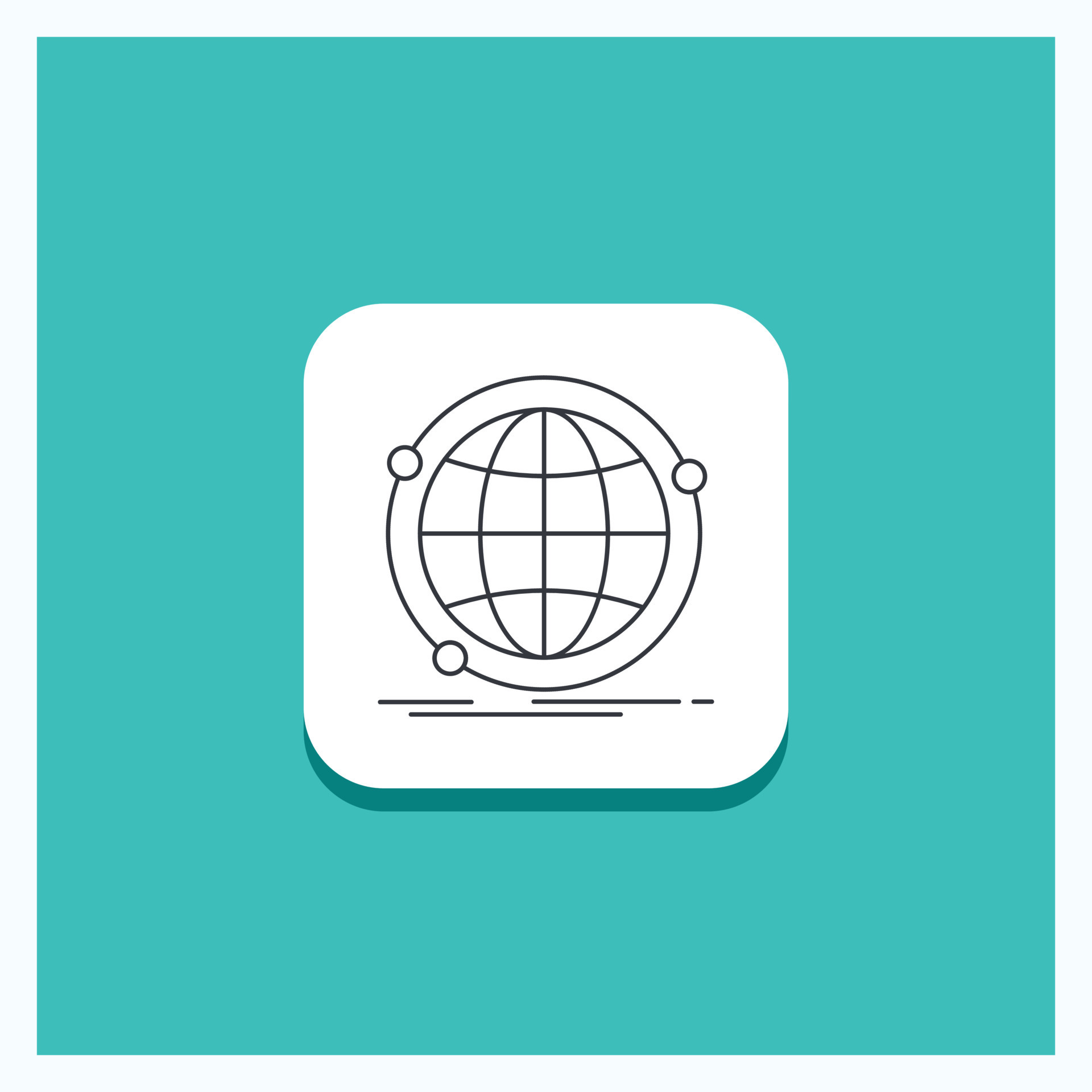 Round Button for Data. global. internet. network. web Line icon Turquoise Background 12887636 ...