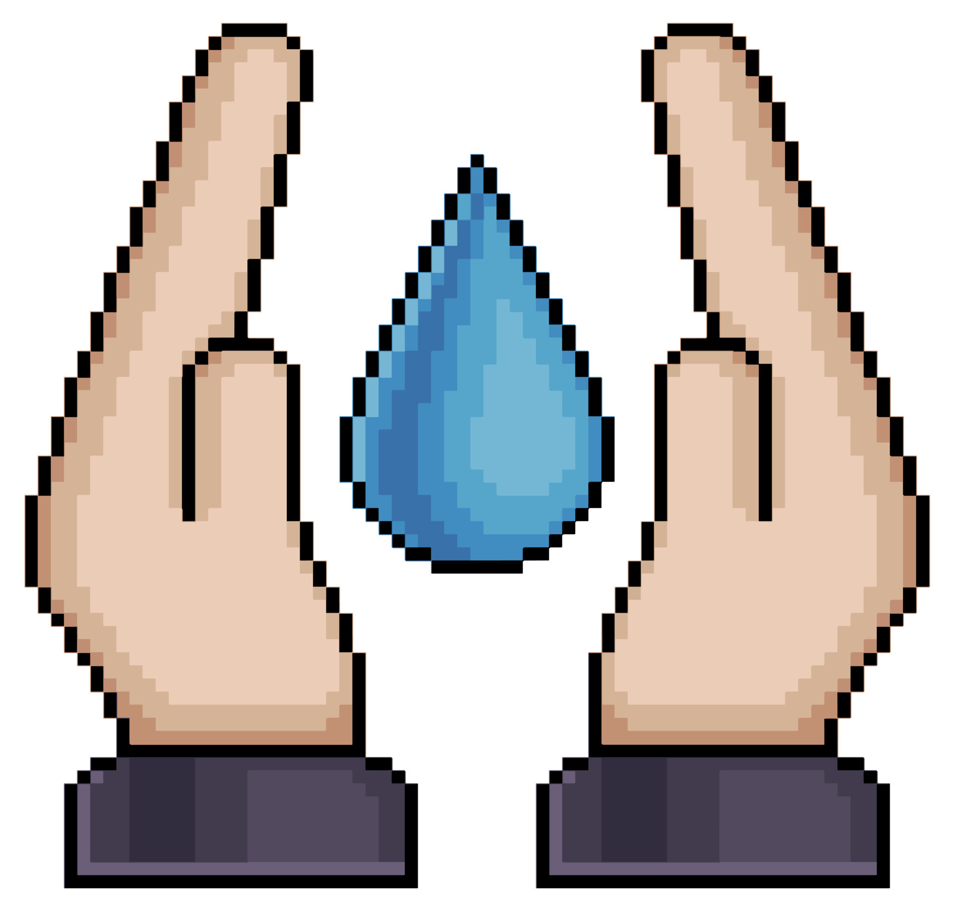 Pixel art hands holding water drop vector icon for 8bit game on white ... Pixel art hands holding water drop vector icon for 8bit game on white ...