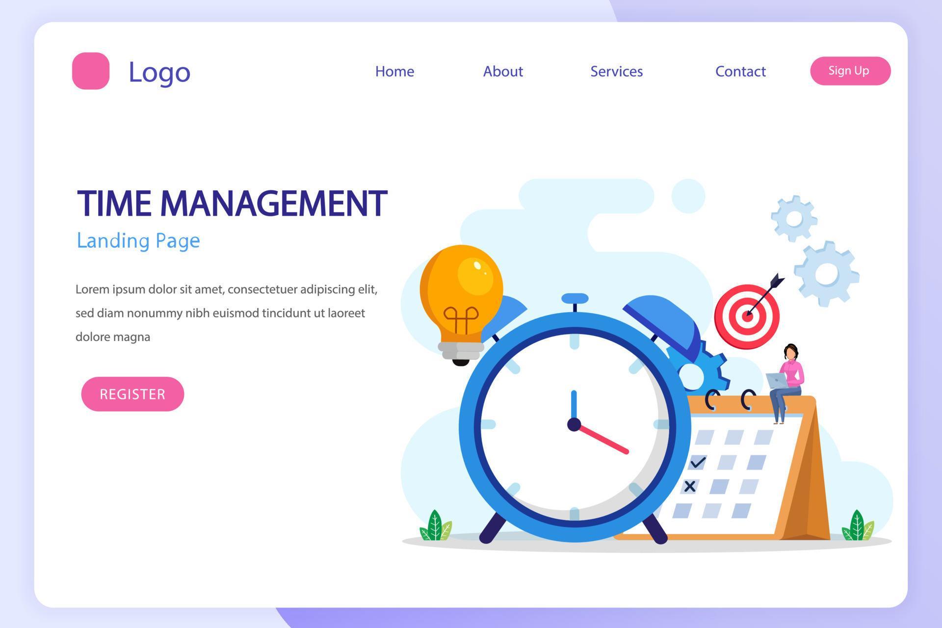 Time management concept, Flat vector template Style Suitable for Web ...