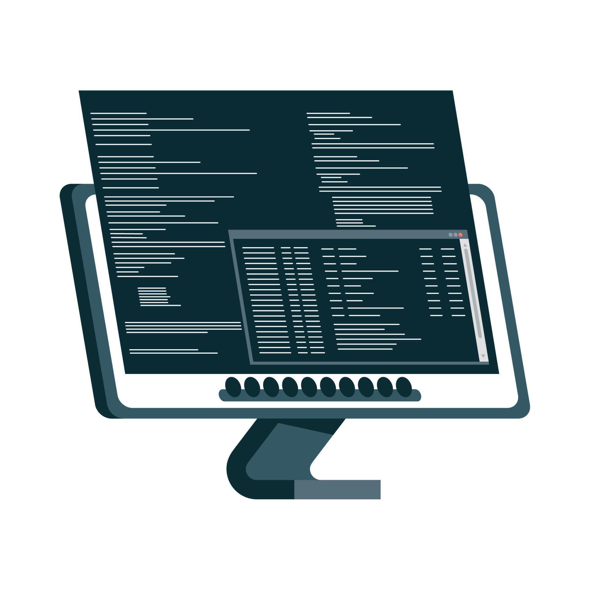 desktop with programming code 12890481 Vector Art at Vecteezy