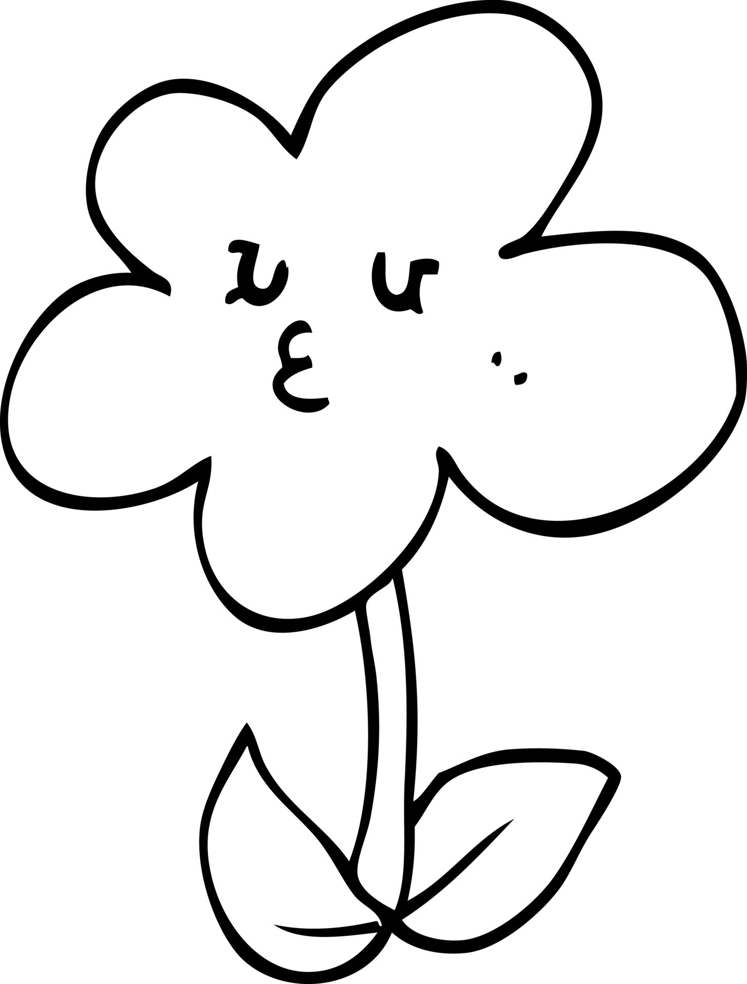 Line Drawing Cartoon Flower 12891395 Vector Art At Vecteezy