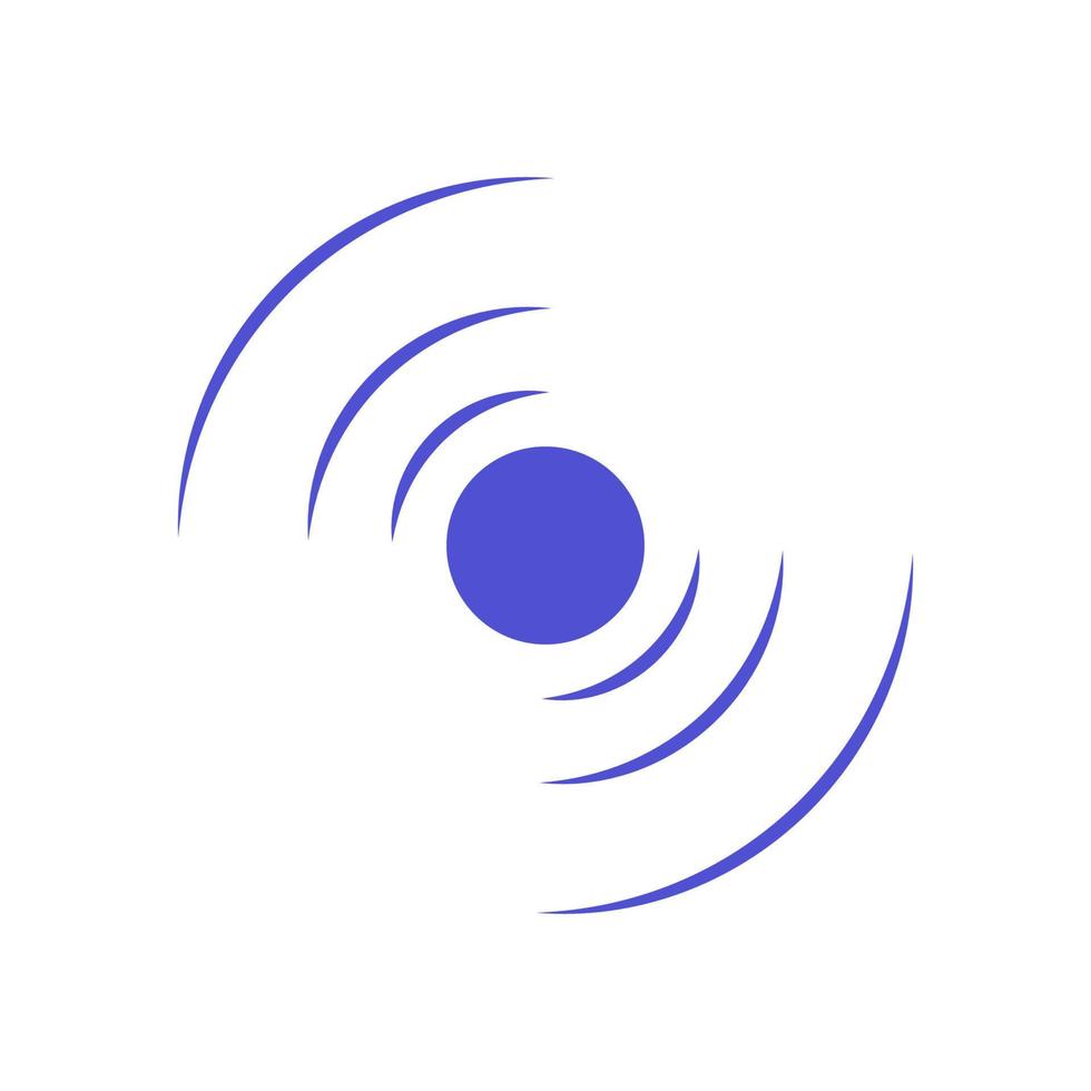 Echo Sonar Waves Blue Radar Symbol On Sea And Ultrasonic Signal Reflection Icon Detect And